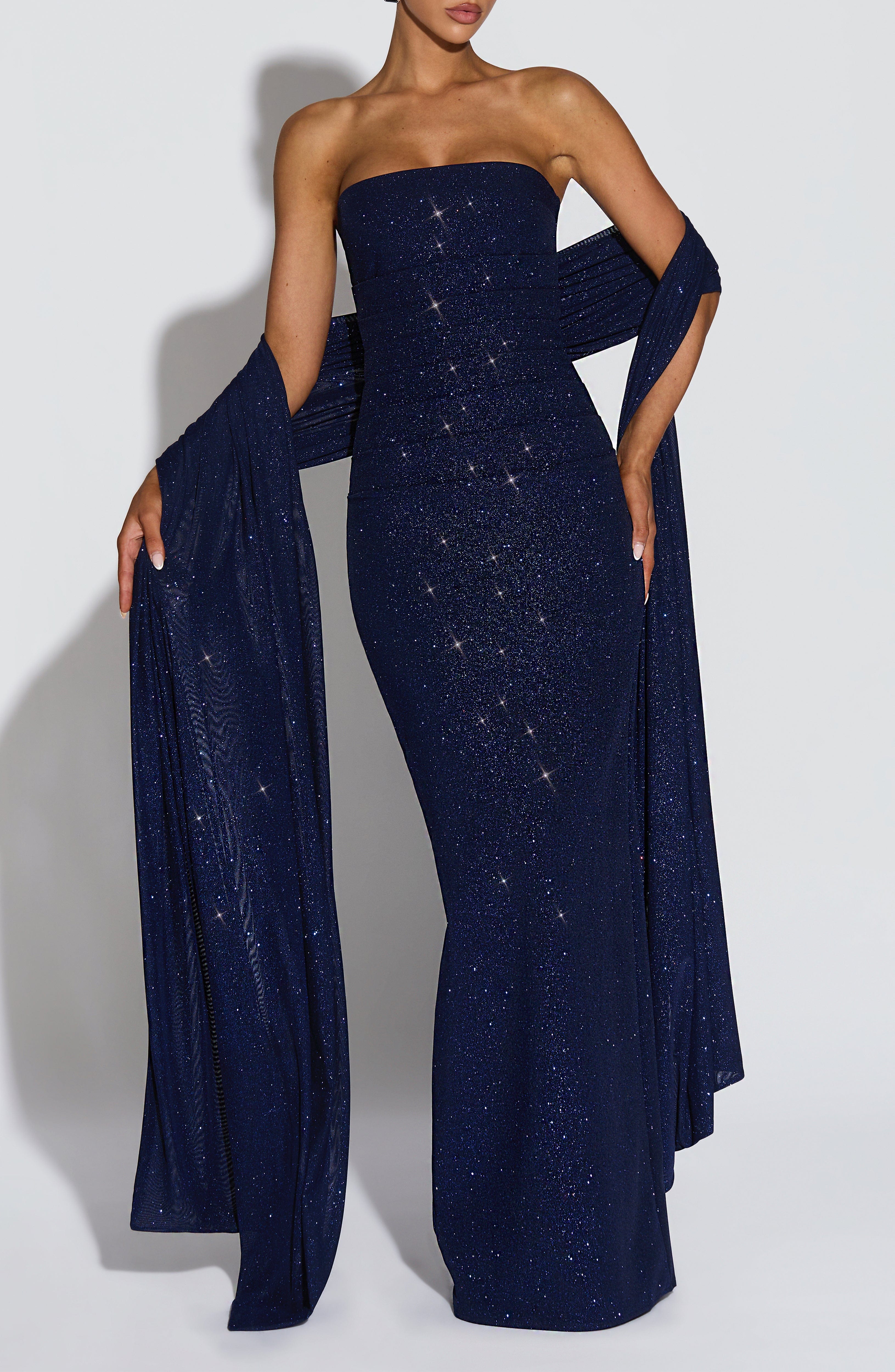 Buy Navy Shawl - Agnes Shawl in Navy Sparkle | Babyboo Fashion