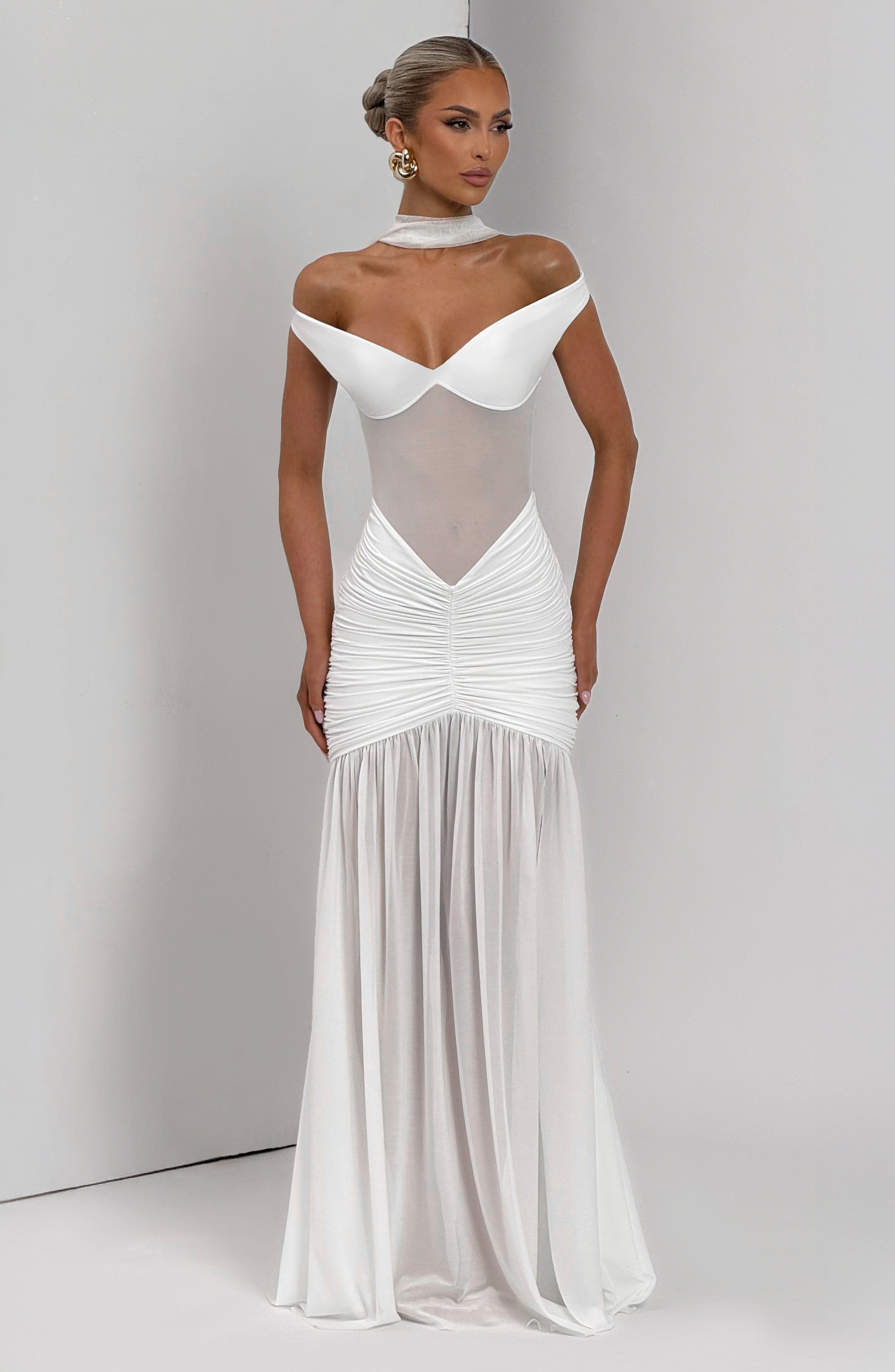 White Maxi Dress - Alaia Maxi Dress - Ivory | Babyboo Fashion