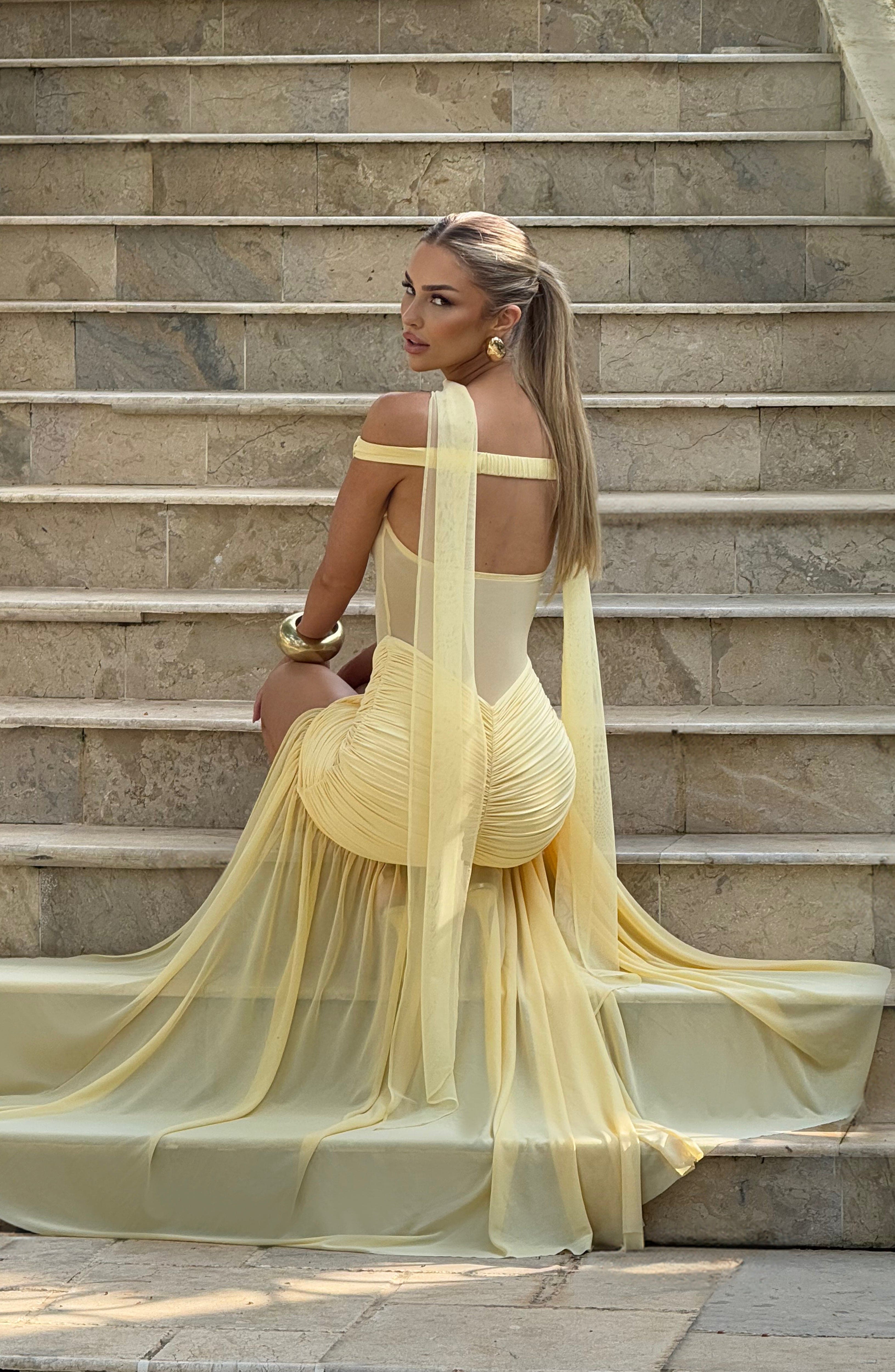 Alaia Maxi Dress - Lemon: Yellow Maxi Dress from Babyboo Fashion