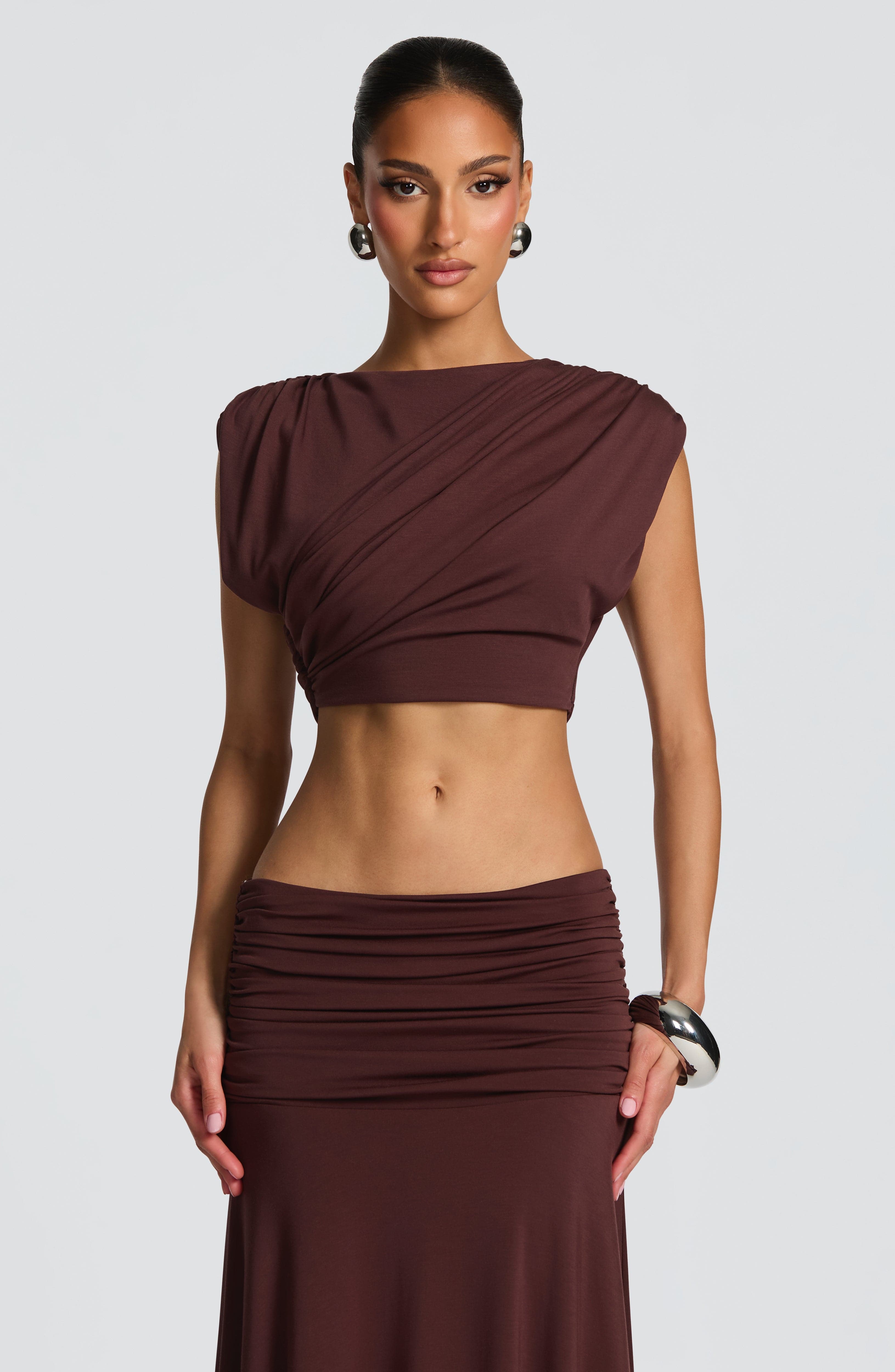 Buy Amara Top - Plum Brown | Stylish Brown Top by Babyboo Fashion