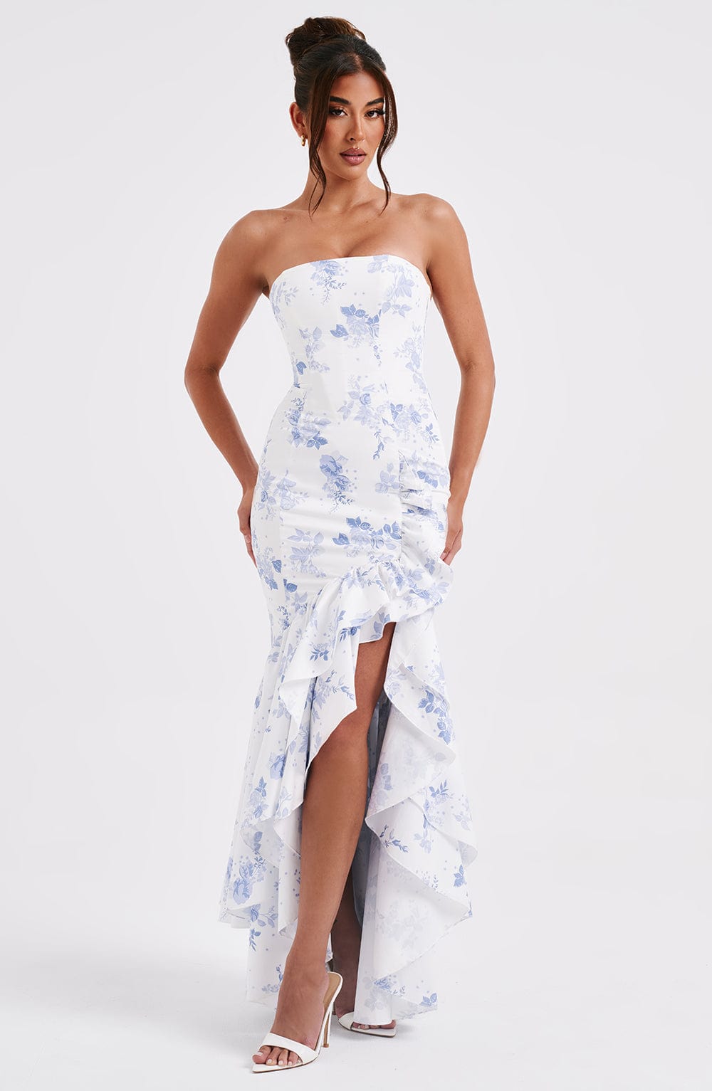 Angelina Maxi Dress - Blue Floral Print – Babyboo Fashion