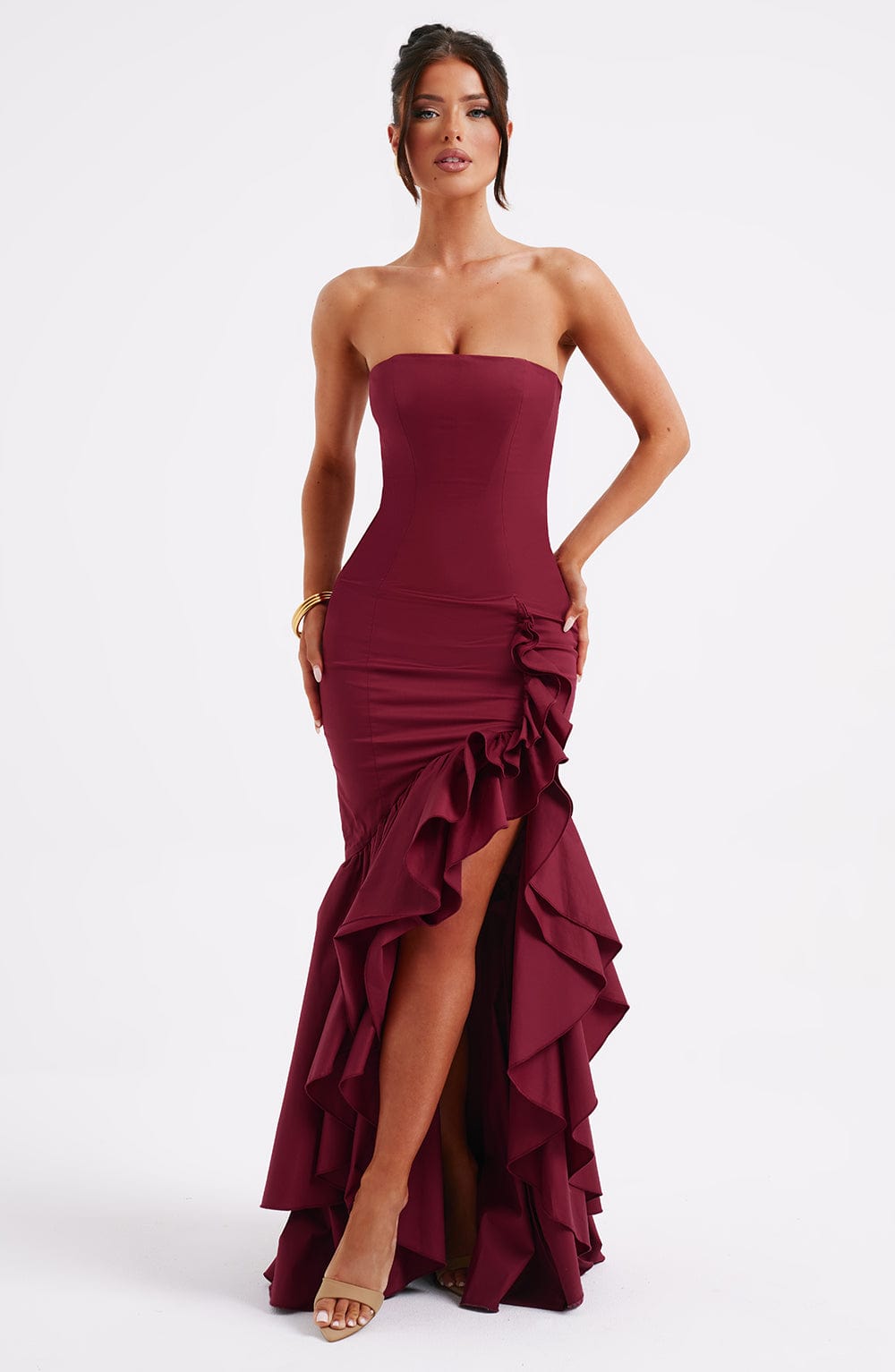 Angelina Maxi Dress - Burgundy – BABYBOO