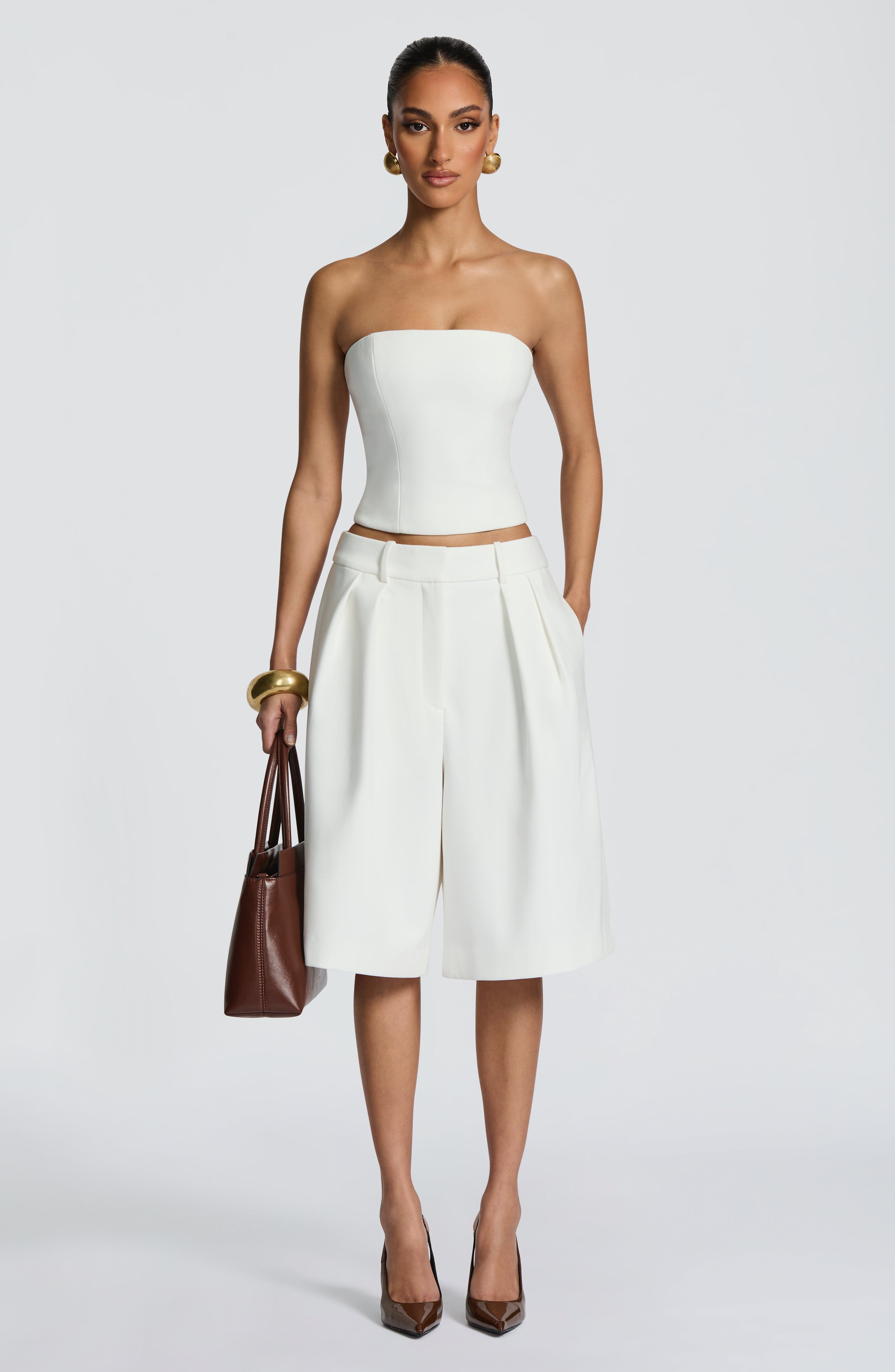 Ausra Bermuda Shorts - Ivory | Shop Women's Shorts | Babyboo Fashion