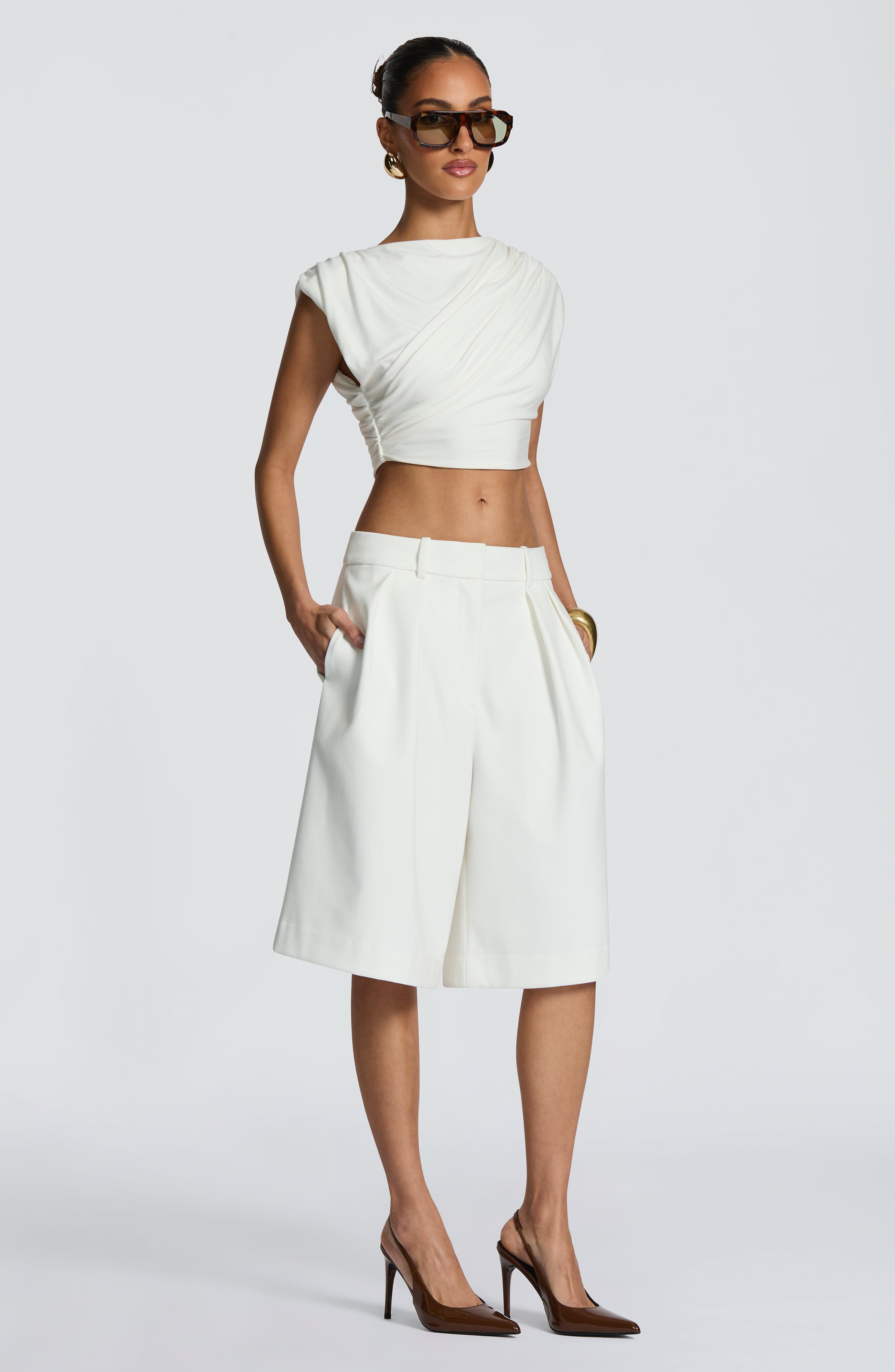Ausra Bermuda Shorts - Ivory | Shop Women's Shorts | Babyboo Fashion