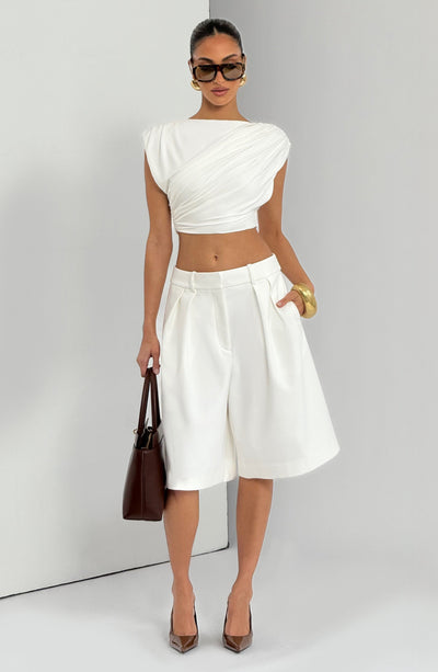 Ausra Bermuda Shorts - Ivory | Shop Women's Shorts | Babyboo Fashion