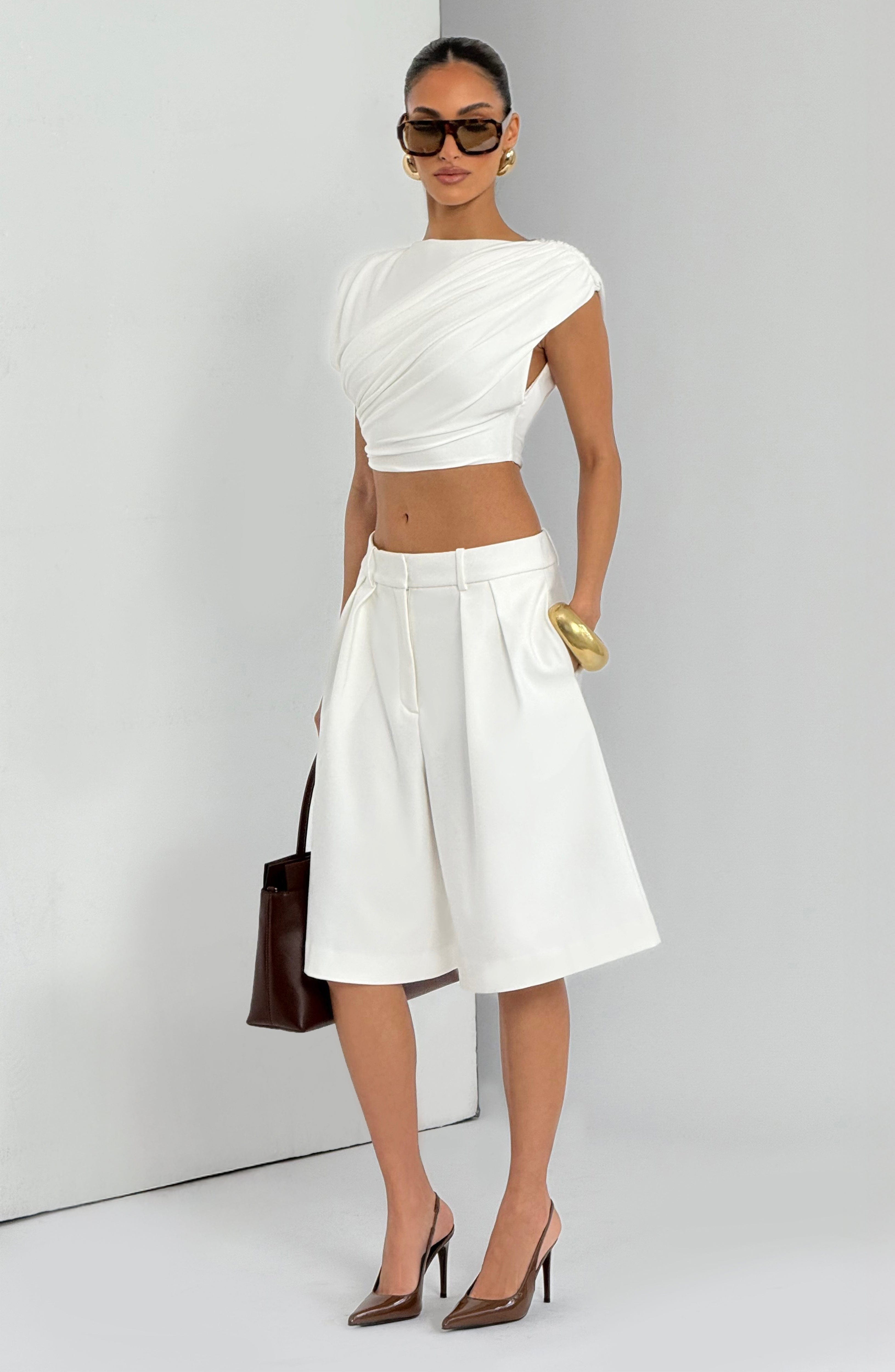 Ausra Bermuda Shorts - Ivory | Shop Women's Shorts | Babyboo Fashion