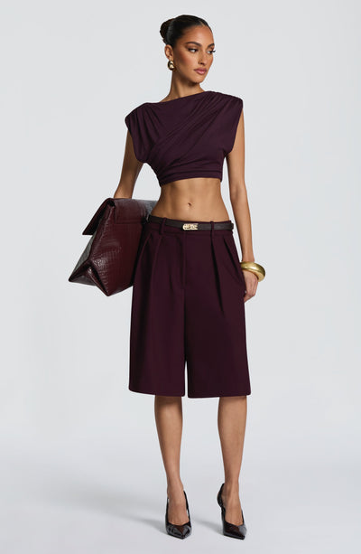 Ausra Bermuda Shorts - Plum | Shop Women's Shorts | Babyboo Fashion
