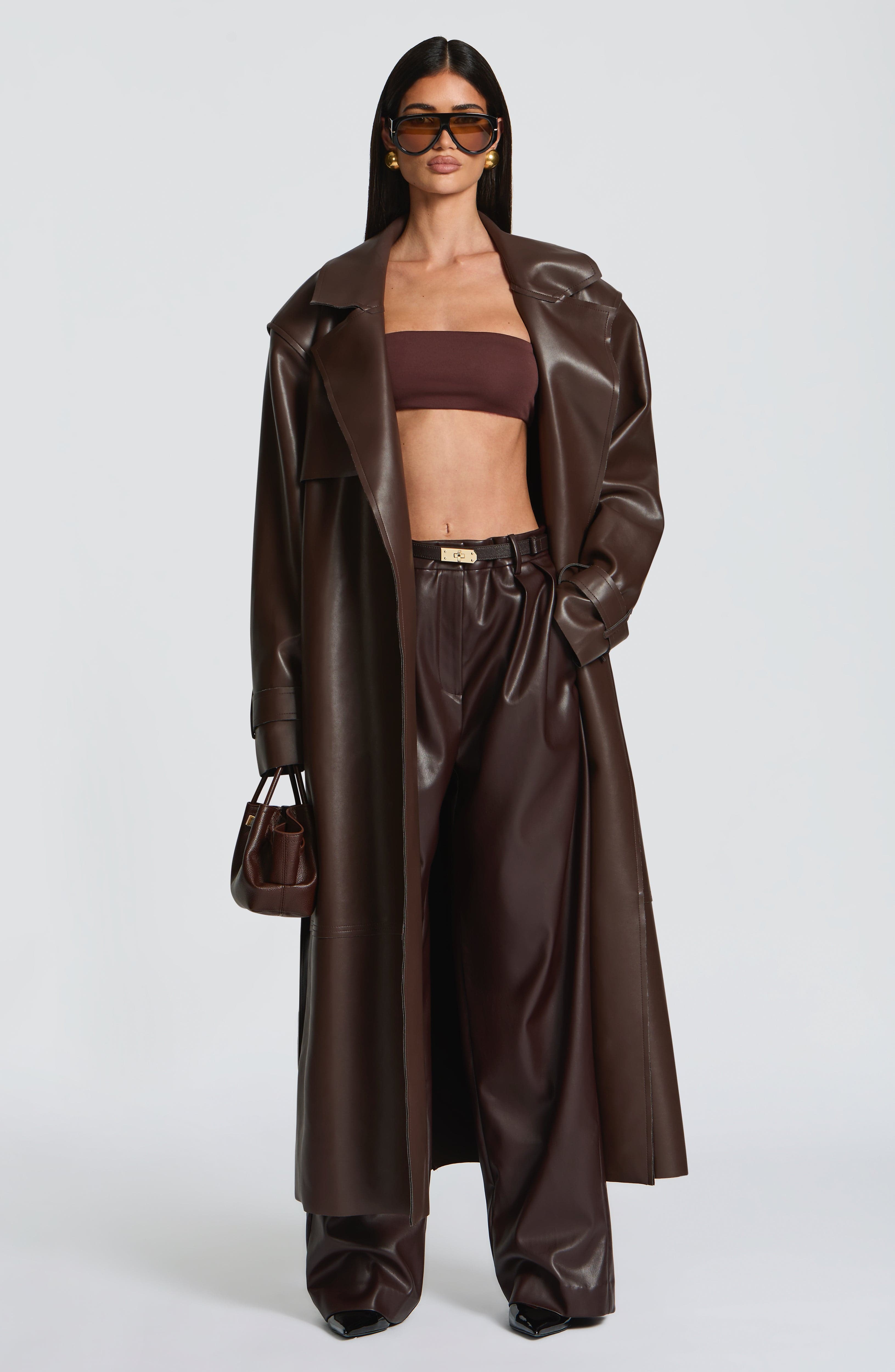 Buy Bridget Trench Coat - Plum Brown | Babyboo Fashion