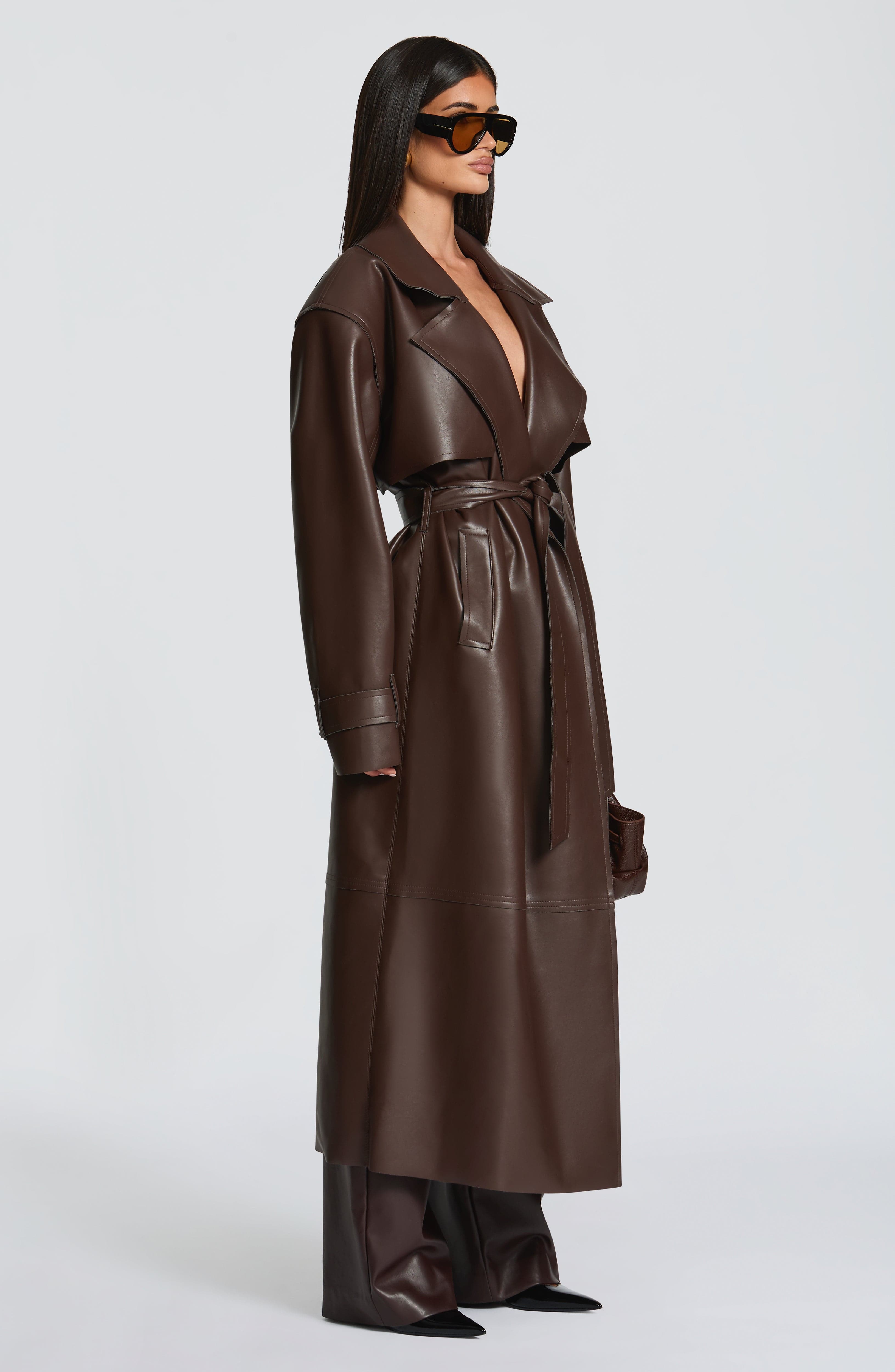 Buy Bridget Trench Coat - Plum Brown | Babyboo Fashion