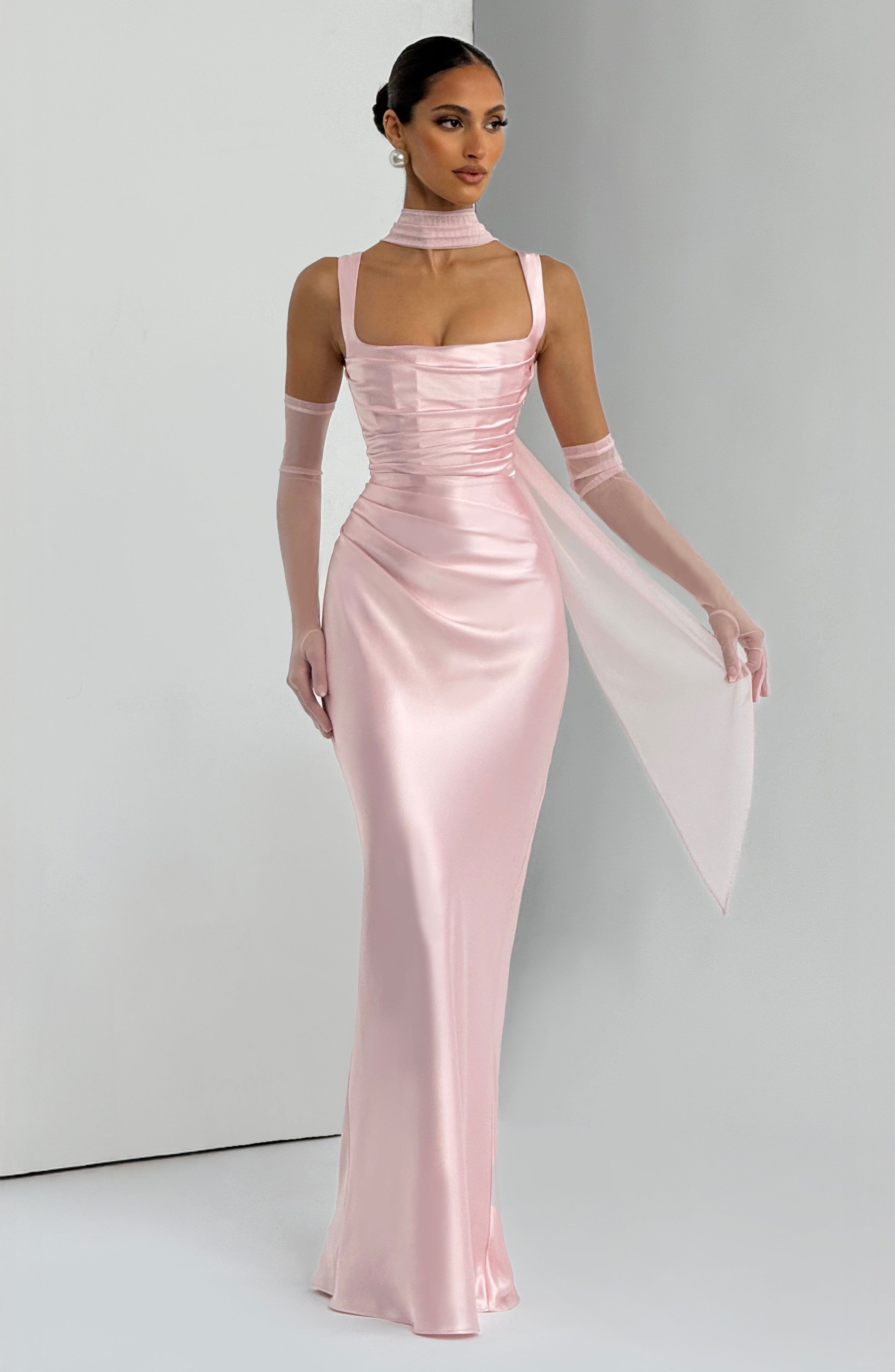 Shop Pink Maxi Dress - Calanthe Maxi Dress in Blush | Babyboo Fashion