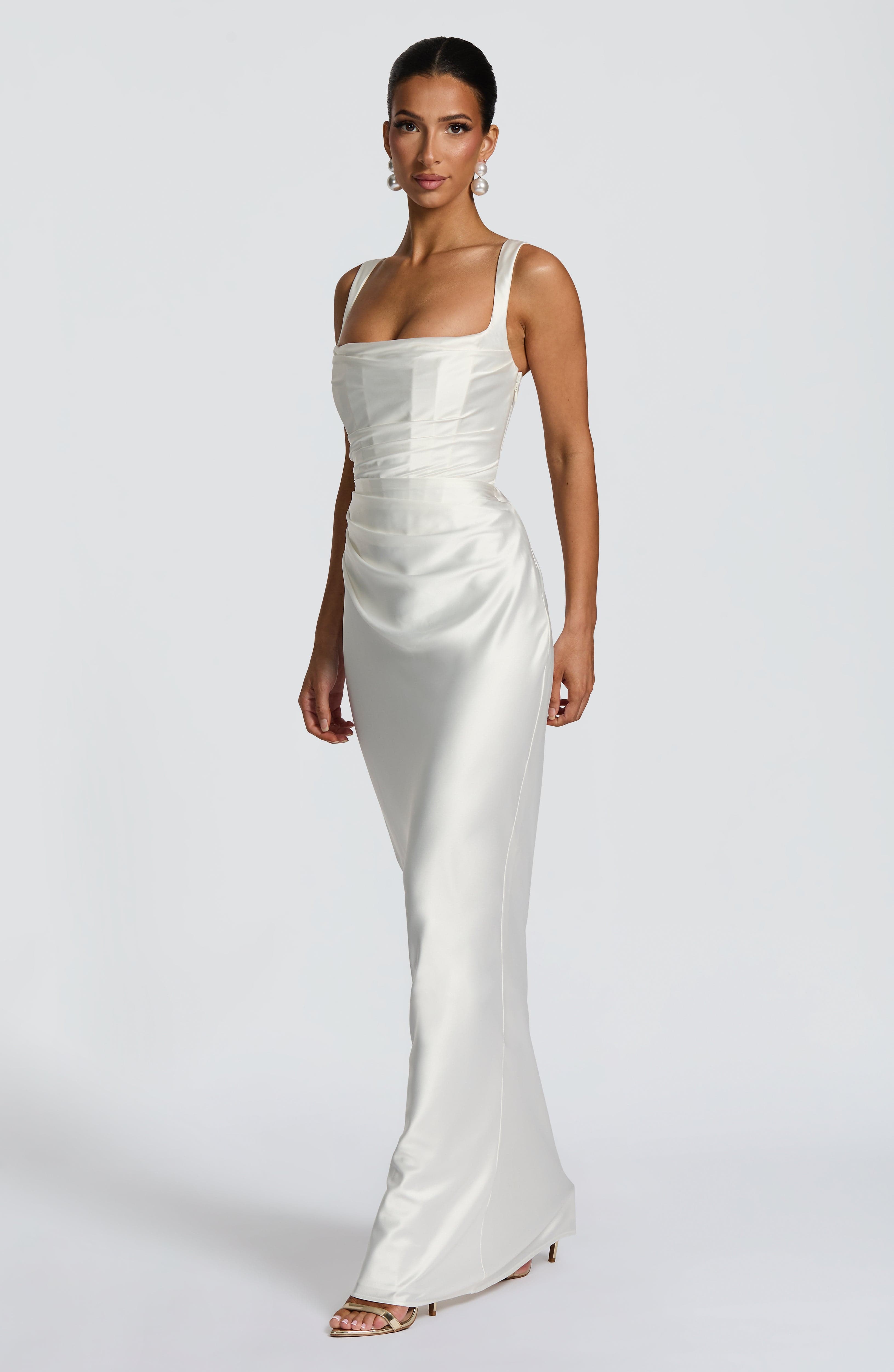 Buy White Maxi Dress - Calanthe Maxi Dress - Ivory | Babyboo Fashion