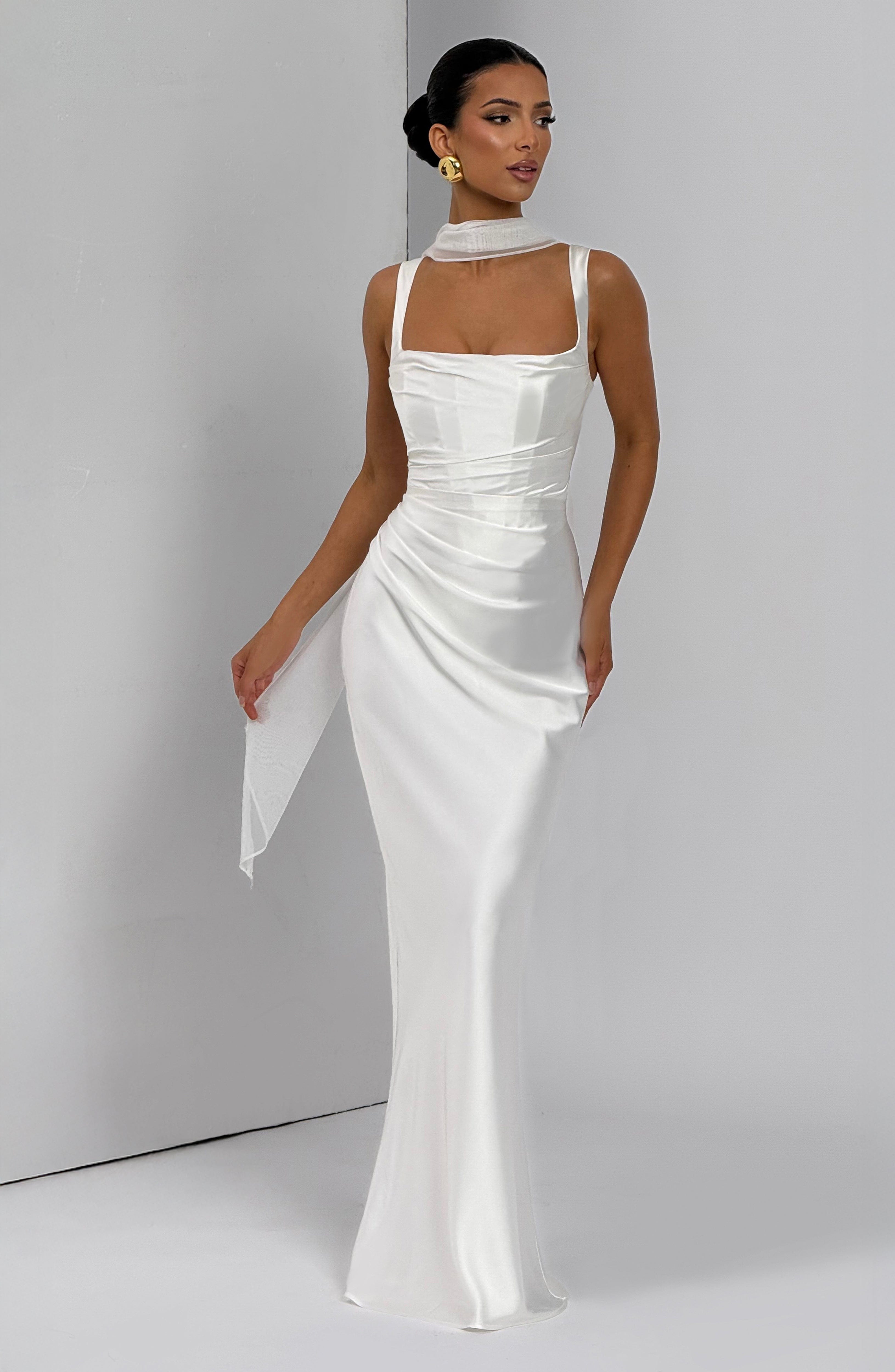 Buy White Maxi Dress - Calanthe Maxi Dress - Ivory | Babyboo Fashion