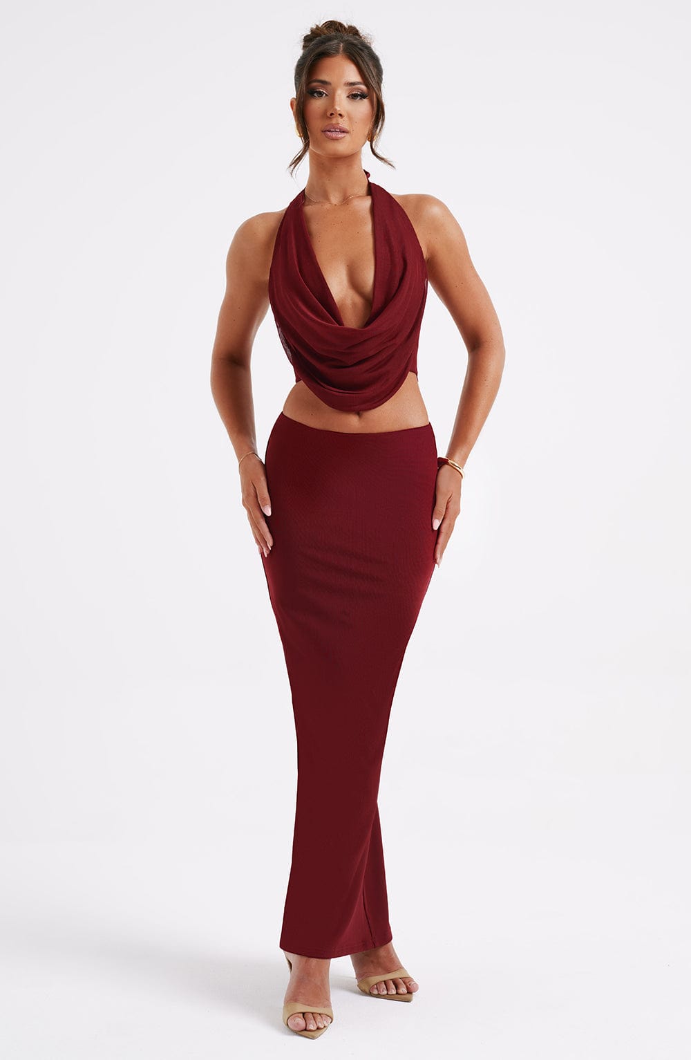 Chrishelle Maxi Skirt - Burgundy – BABYBOO