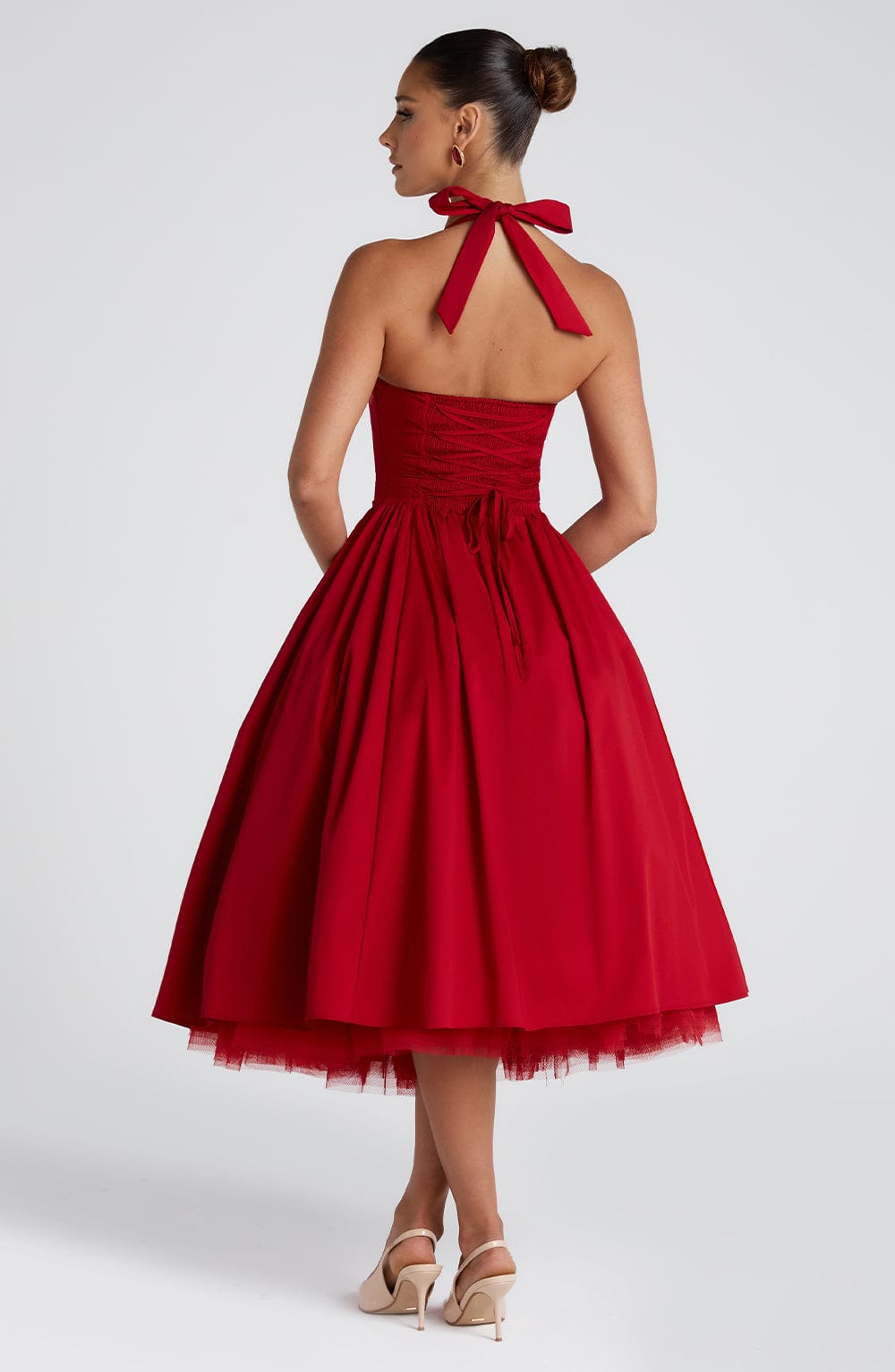 Cressida Midi Dress | Red Midi Dress | Babyboo Fashion