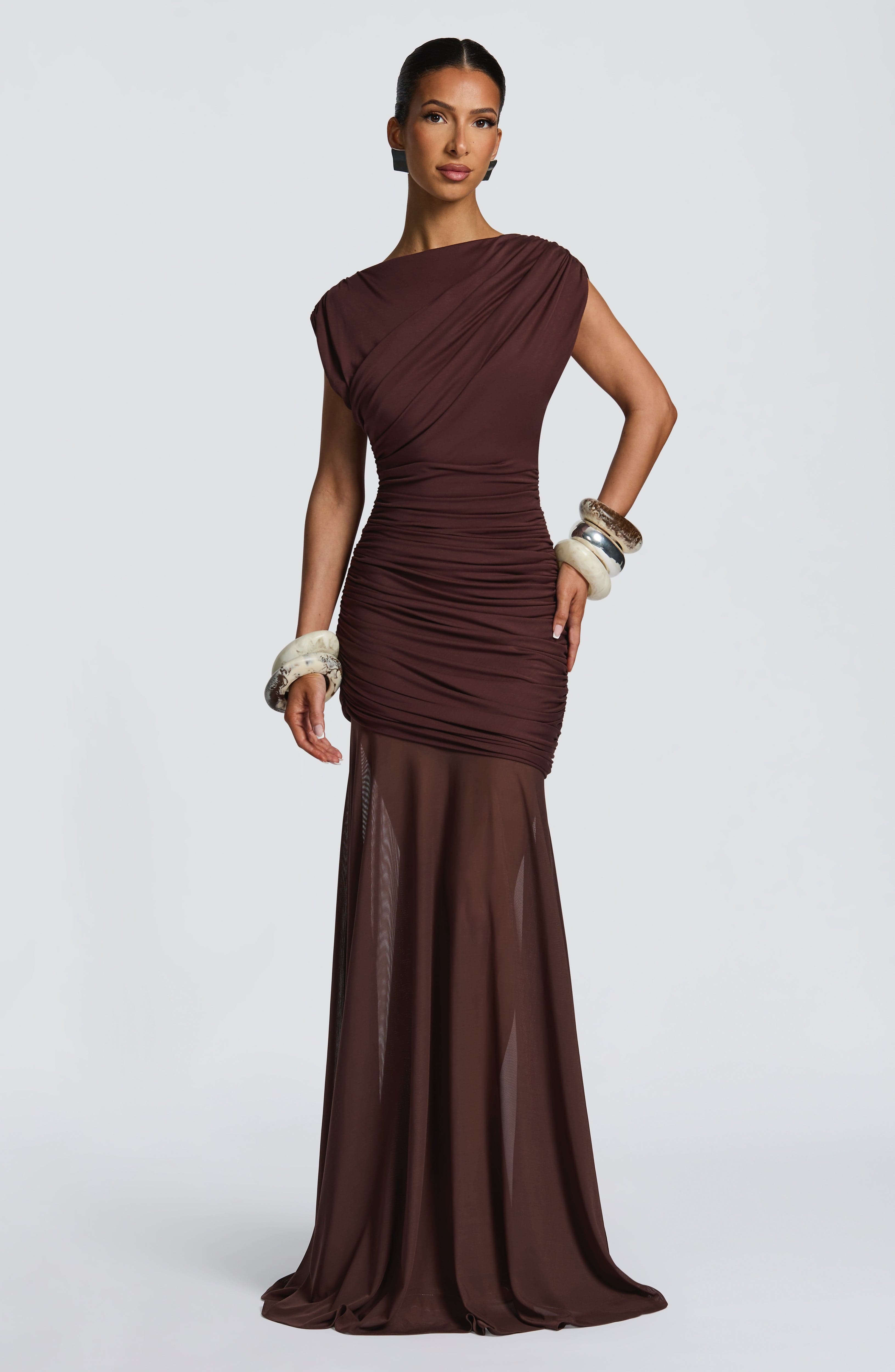 Brown Maxi Dress - Demelza Maxi Dress - Plum Brown by Babyboo Fashion