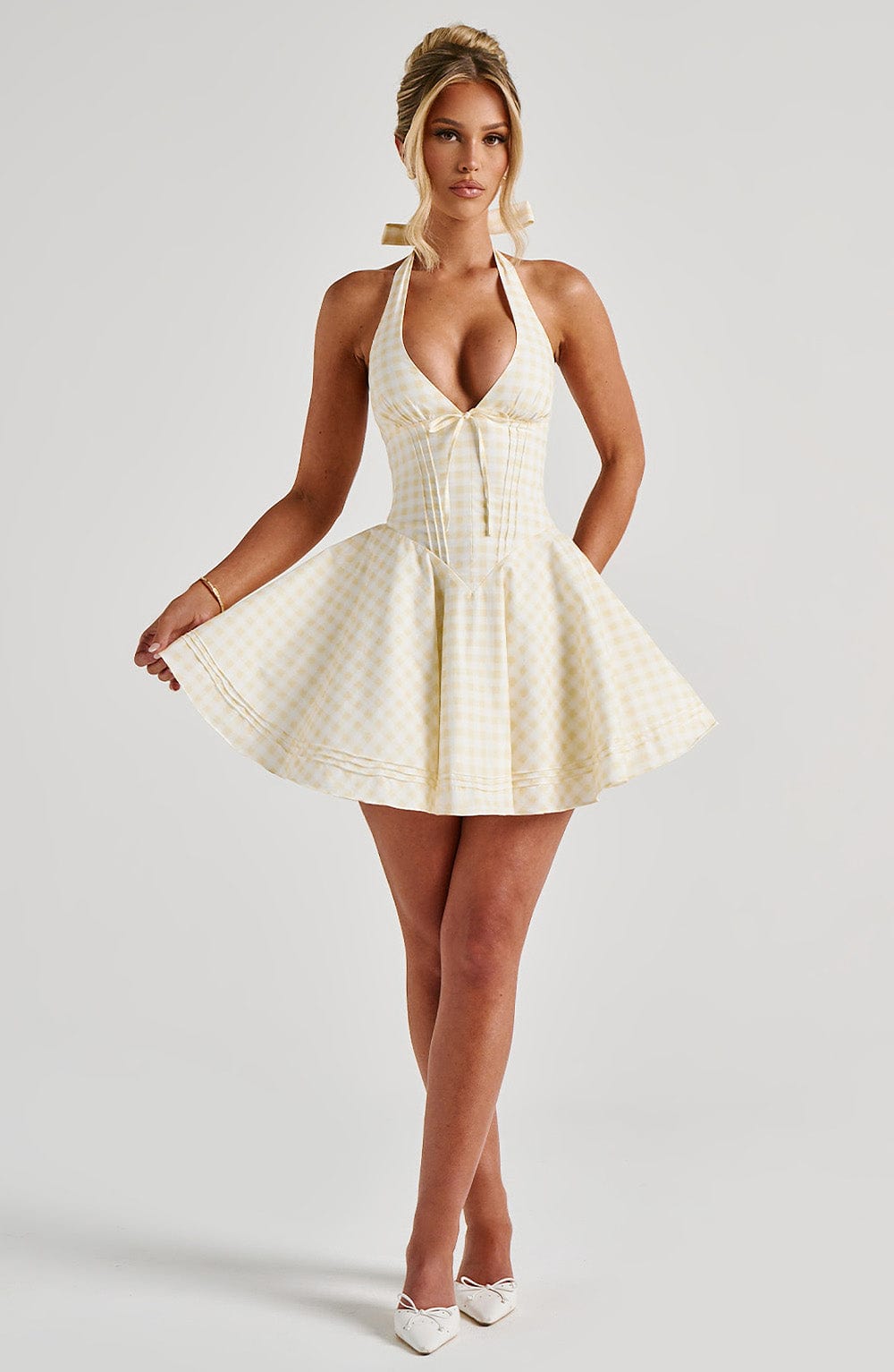 Doris Mini Dress - Lemon Gingham | Mini Dress | Babyboo Fashion