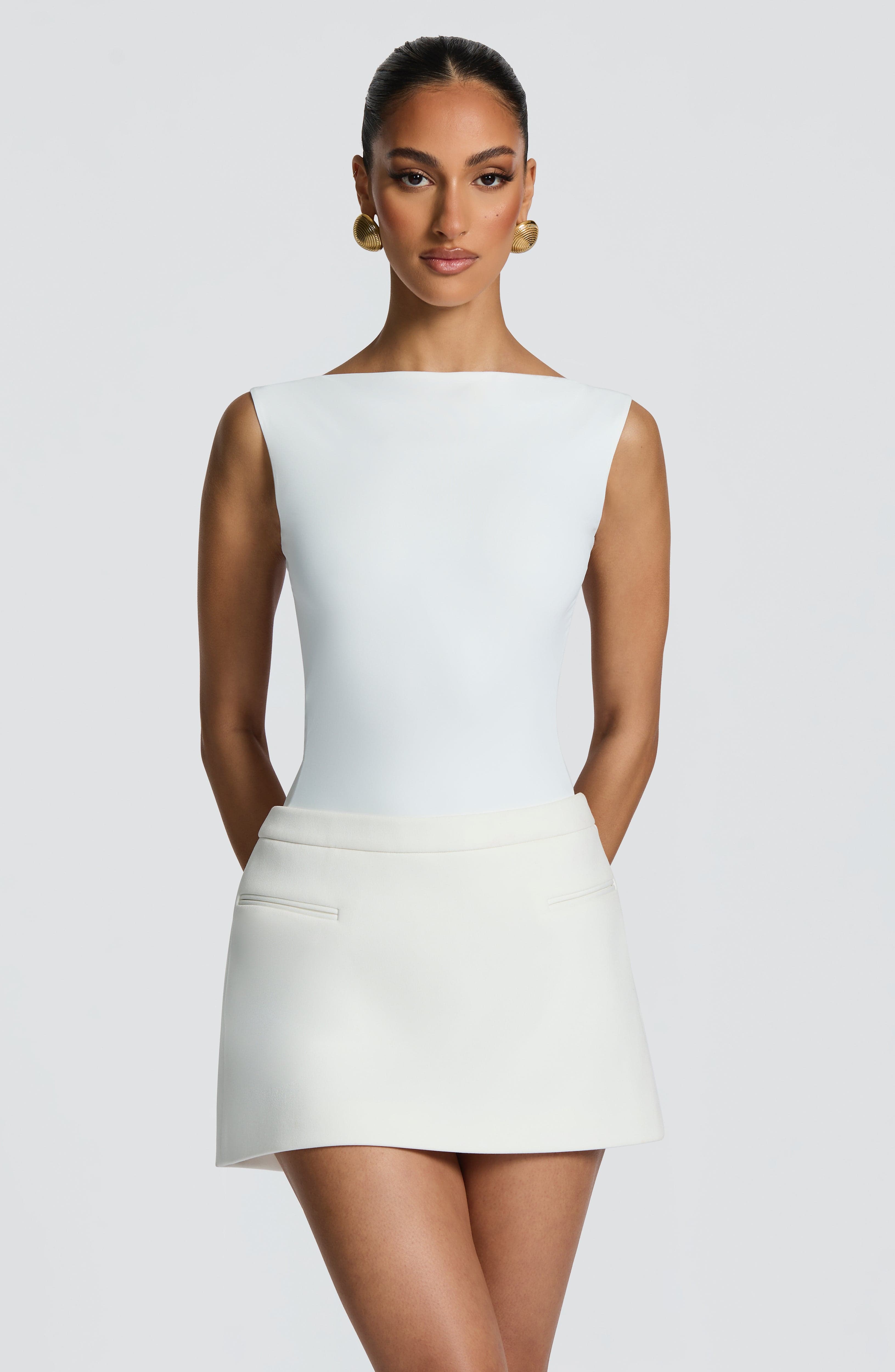 Buy Edna Mini Skirt - Ivory | White Mini Skirt by Babyboo Fashion