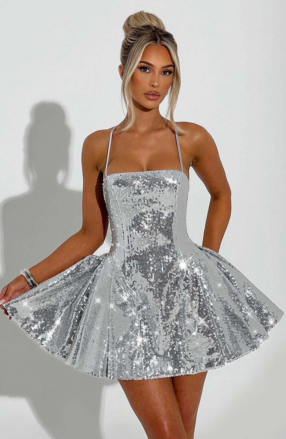 Electra Mini Dress - Silver – Babyboo Fashion