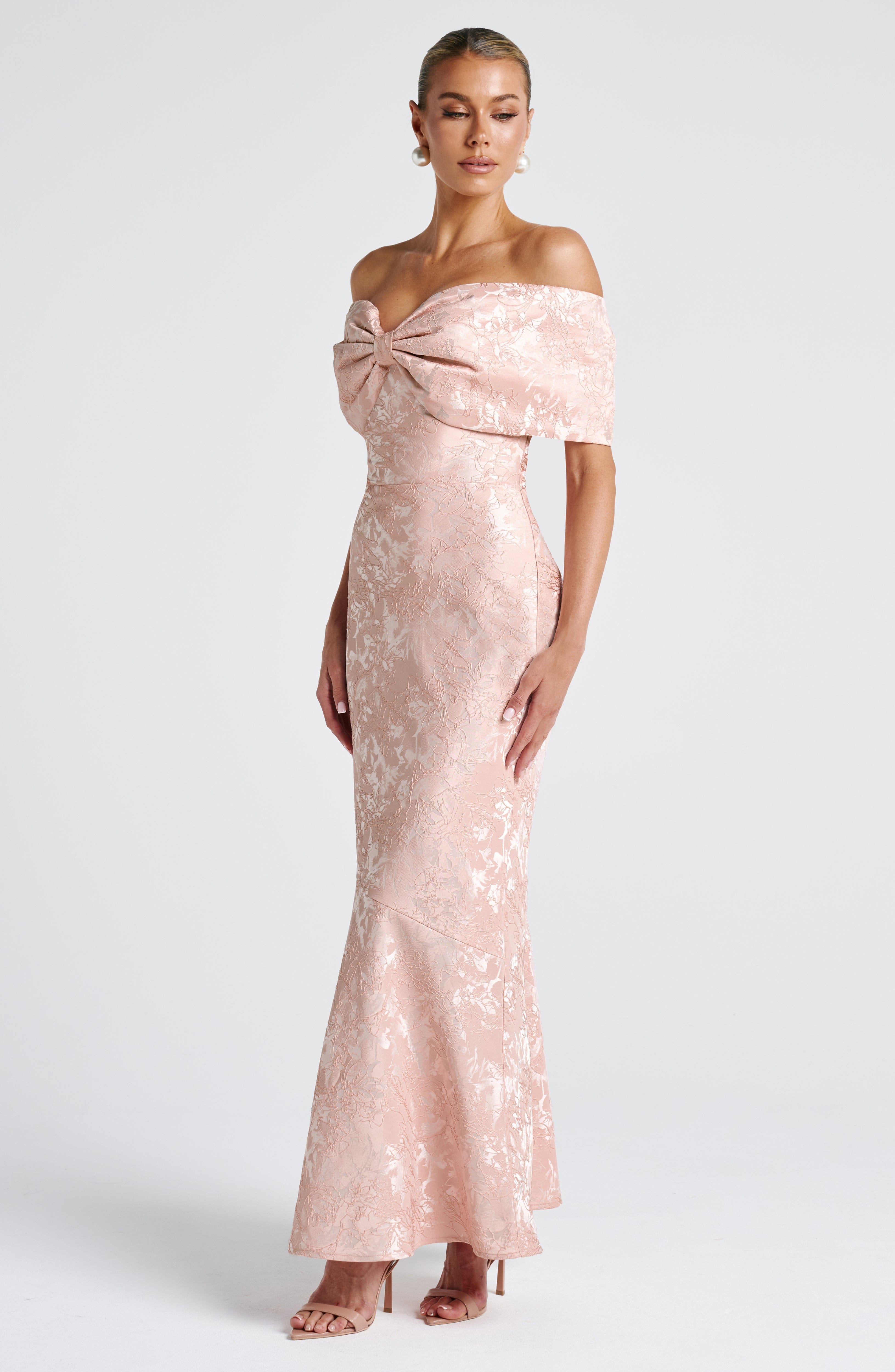 Emberly Maxi Dress | Floral Jacquard Gown | Babyboo Fashion