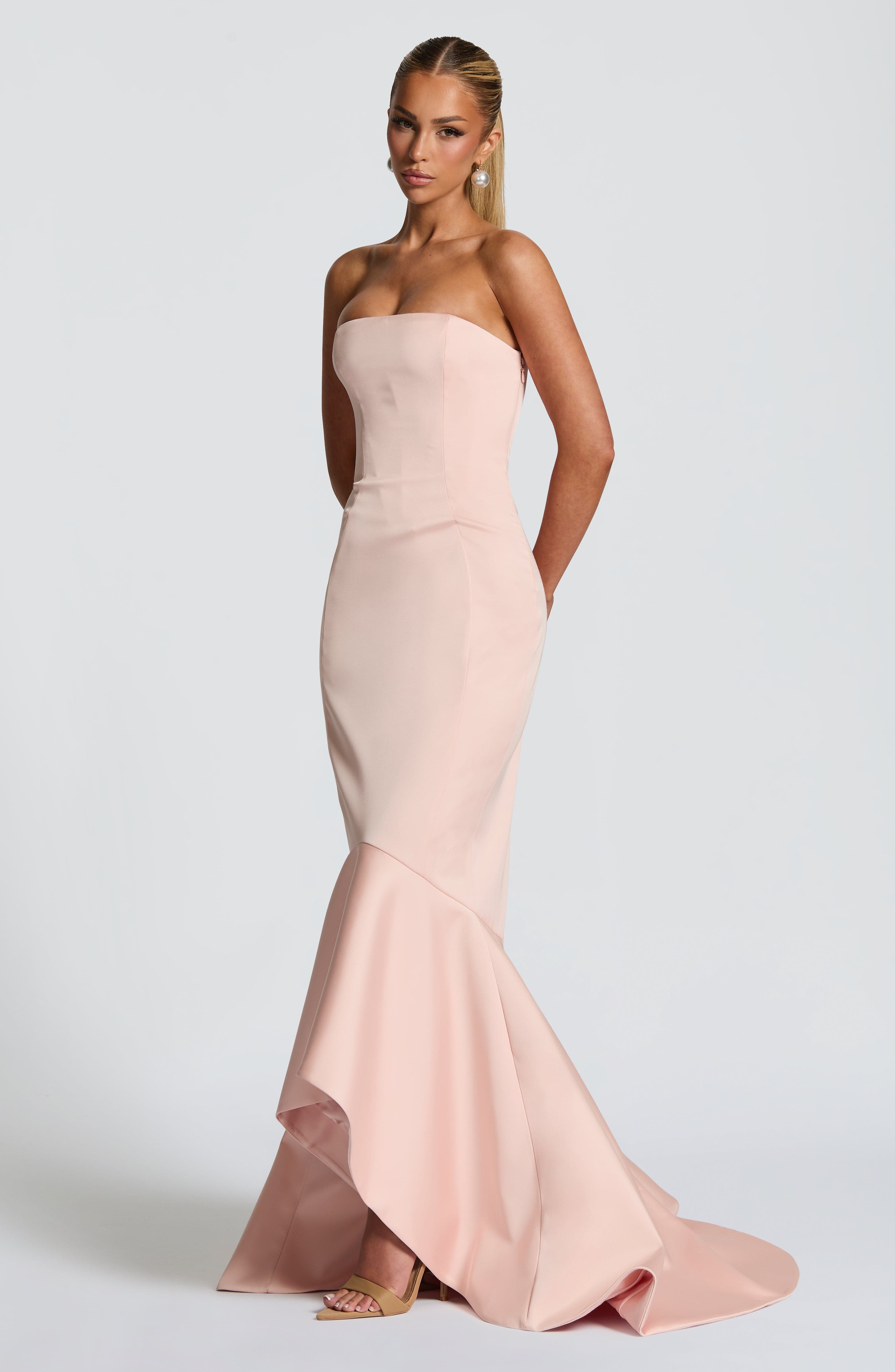 Emryn Gown - Blush: Elegant Pink Maxi Dress | Babyboo Fashion