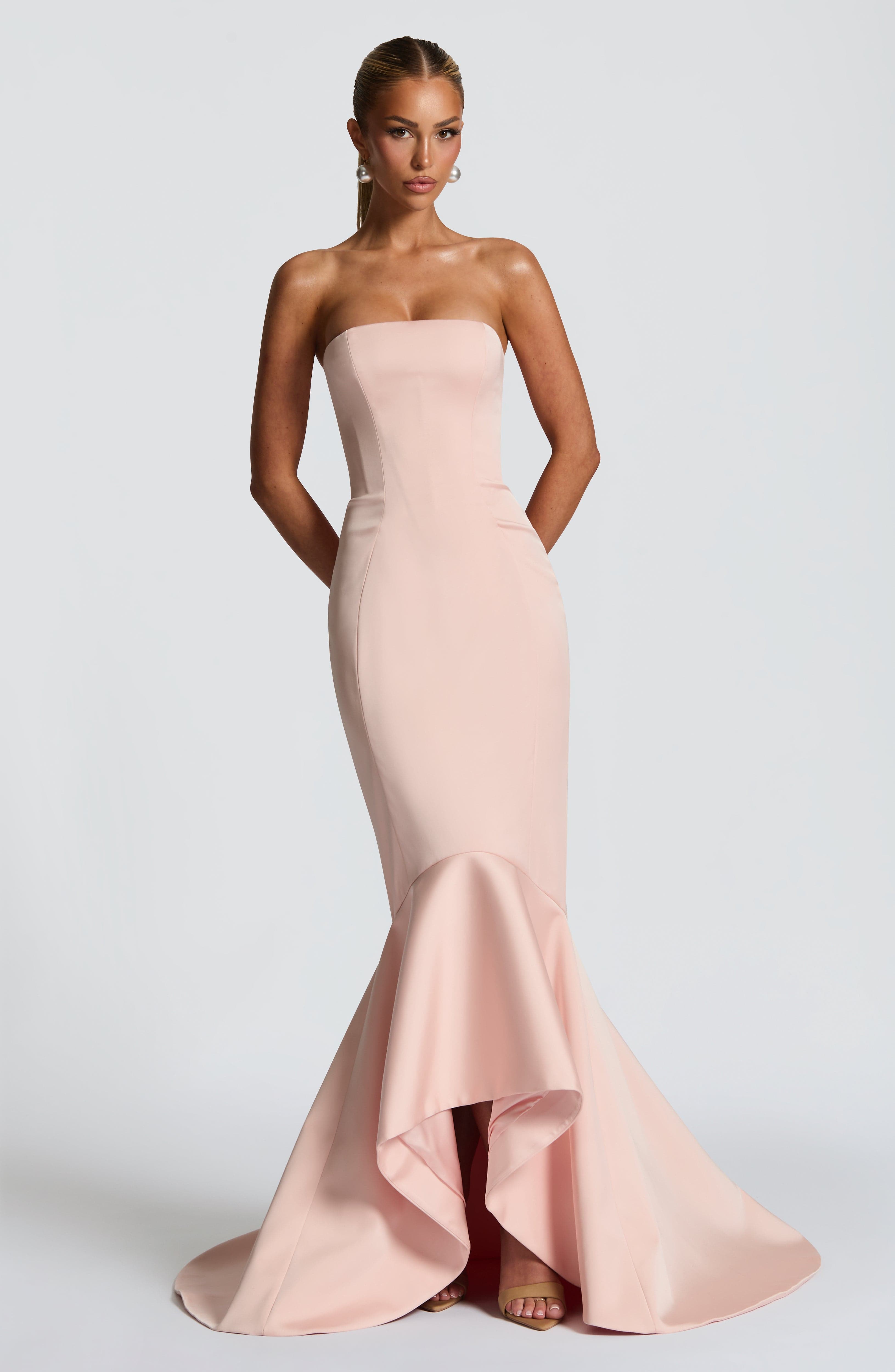 Emryn Gown - Blush: Elegant Pink Maxi Dress | Babyboo Fashion