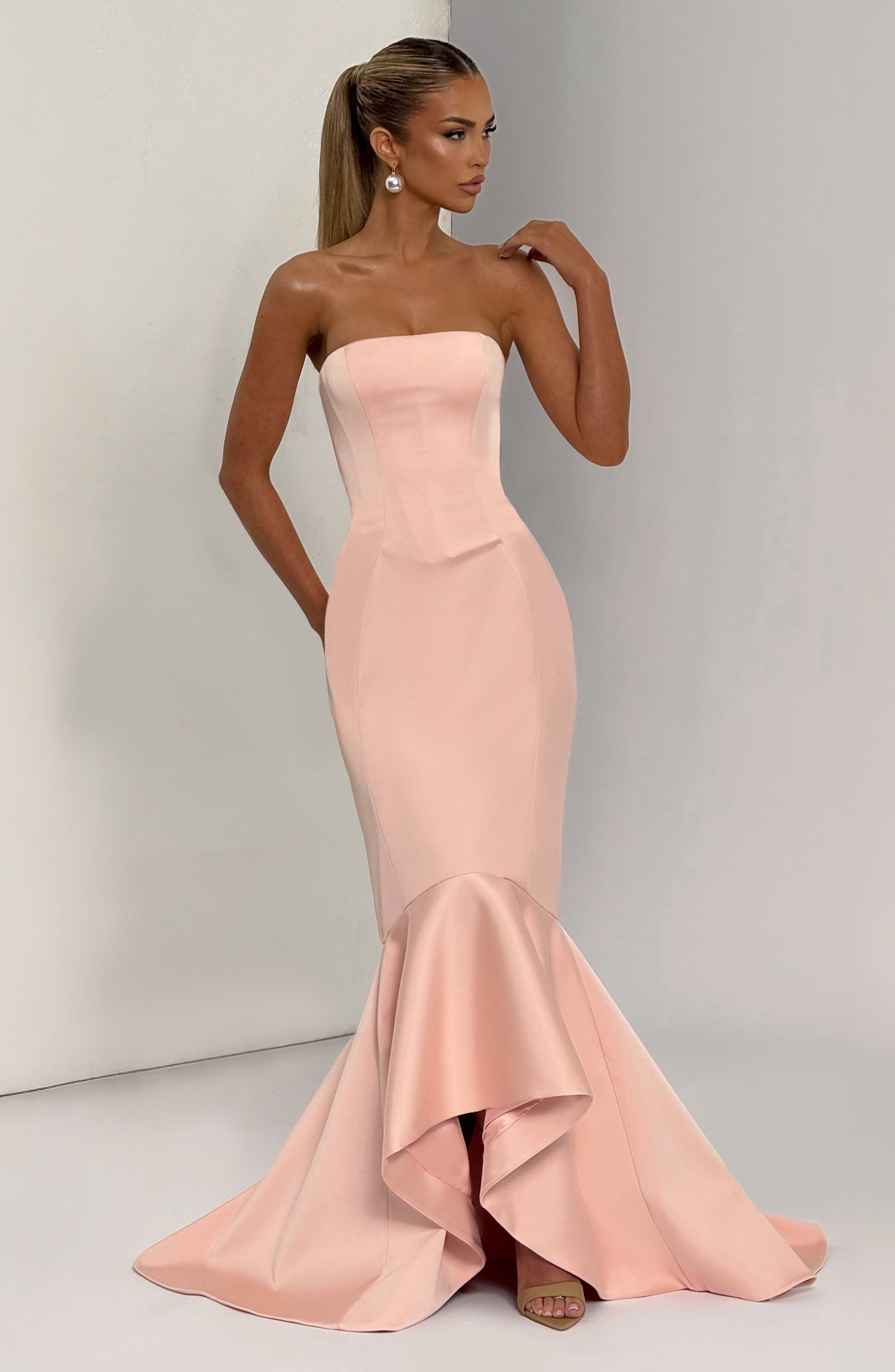 Emryn Gown - Blush: Elegant Pink Maxi Dress | Babyboo Fashion