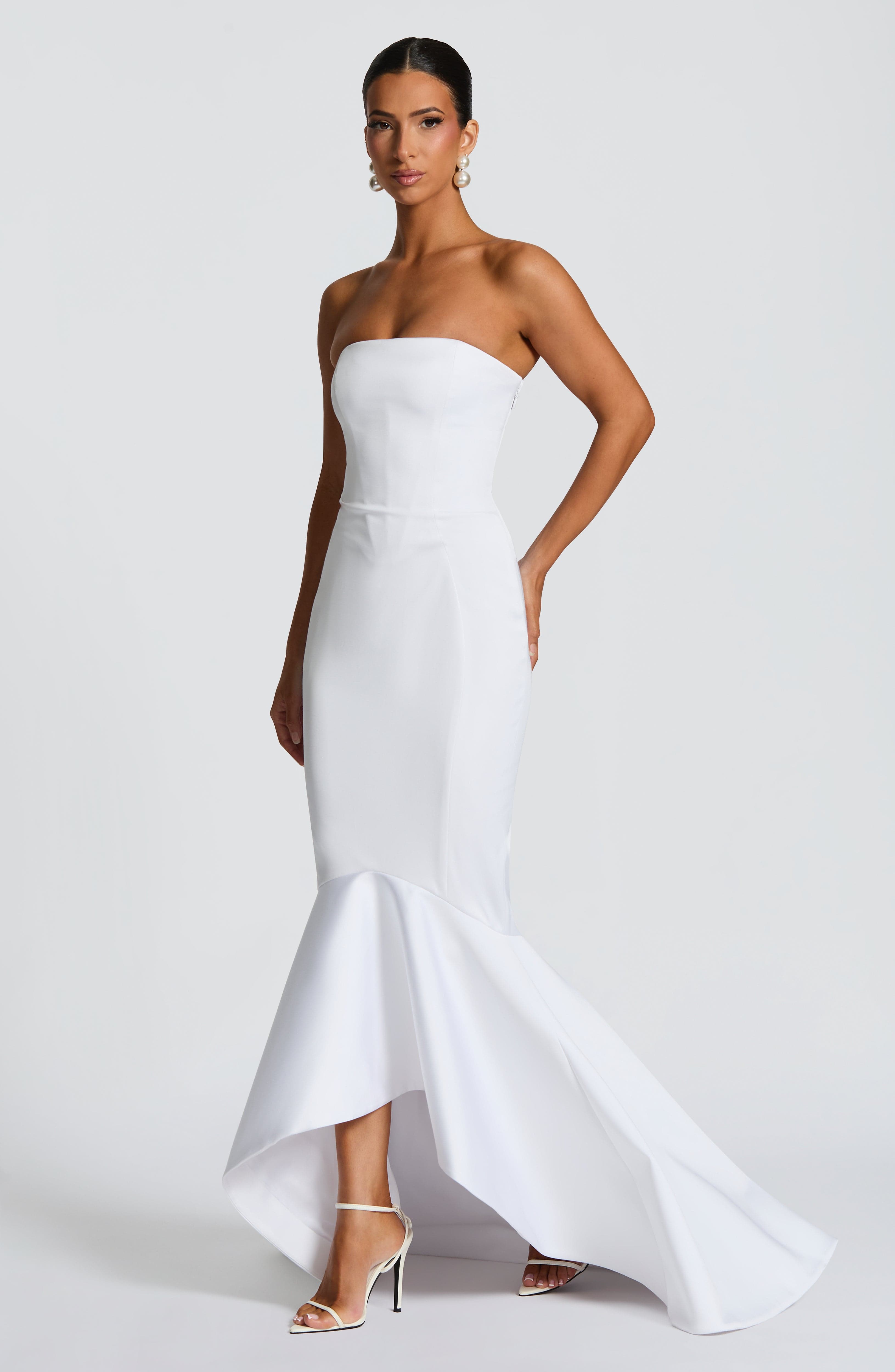 Shop White Maxi Dress - Emryn Gown - Ivory | Babyboo Fashion