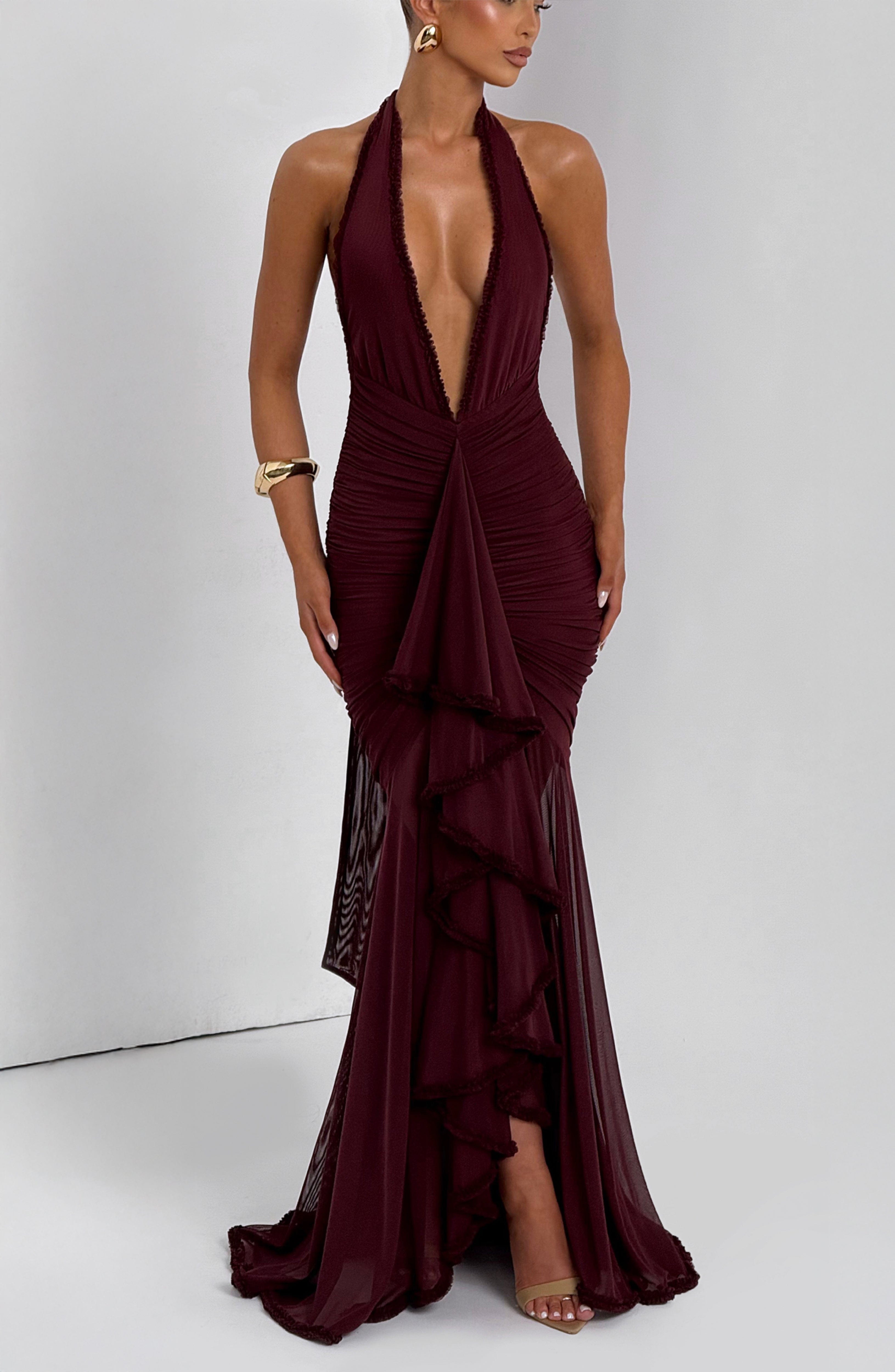 Red Maxi Dress: Janessa Maxi Dress - Cherry Lacquer | Babyboo Fashion