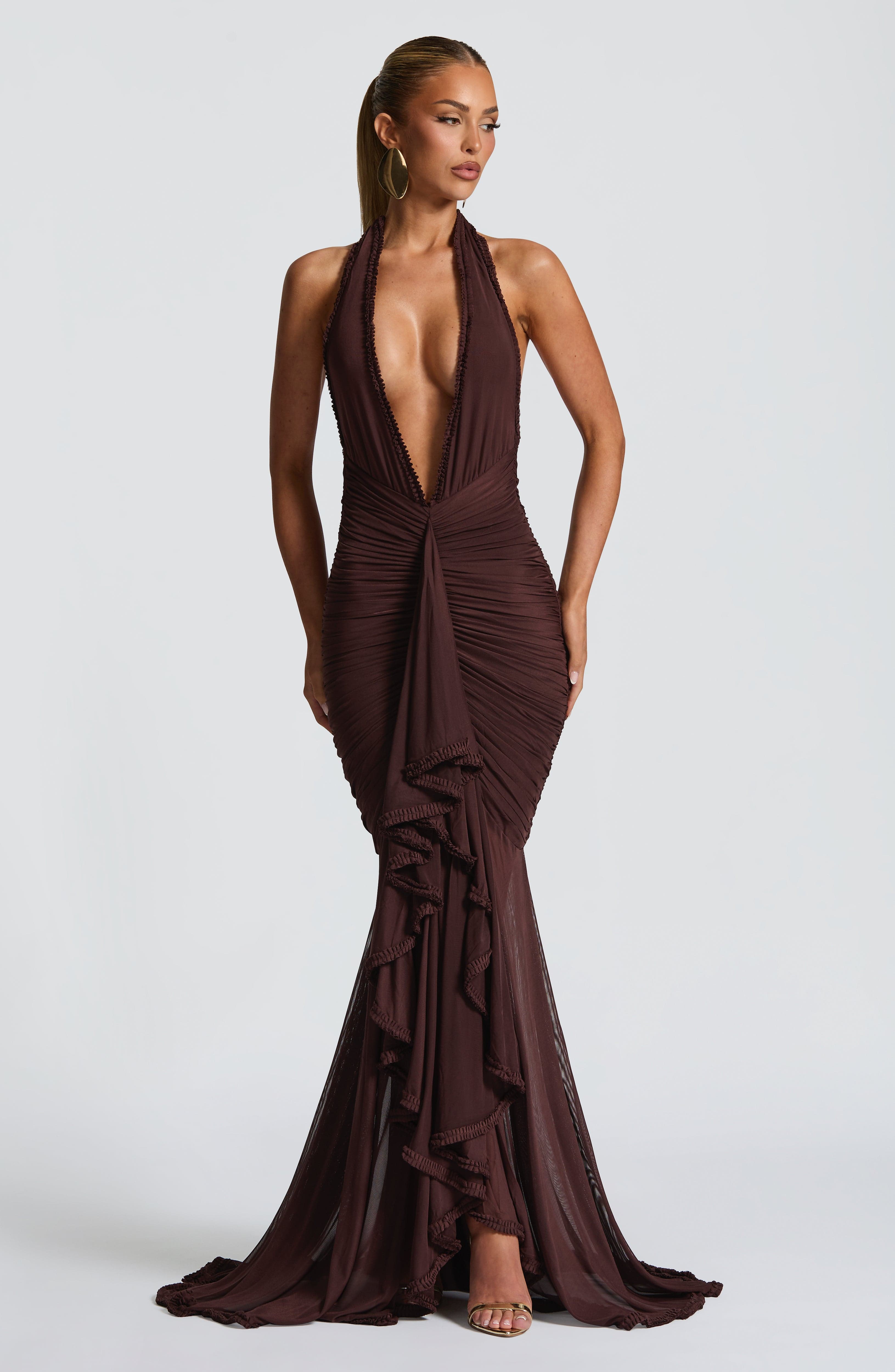 Brown Maxi Dress - Janessa Maxi Dress - Plum Brown | Babyboo Fashion