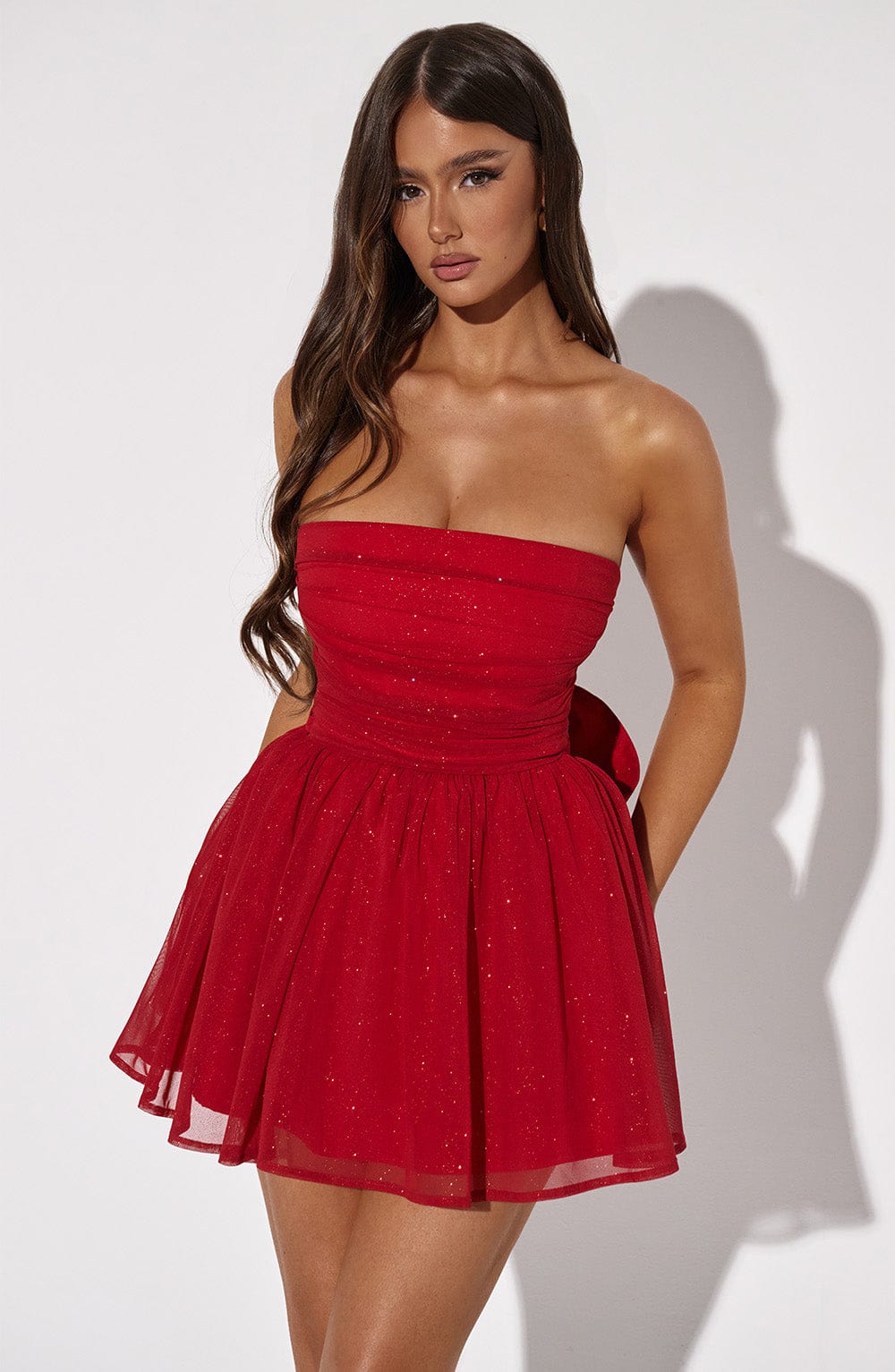 Katrina Mini Dress - Red Sparkle – BABYBOO