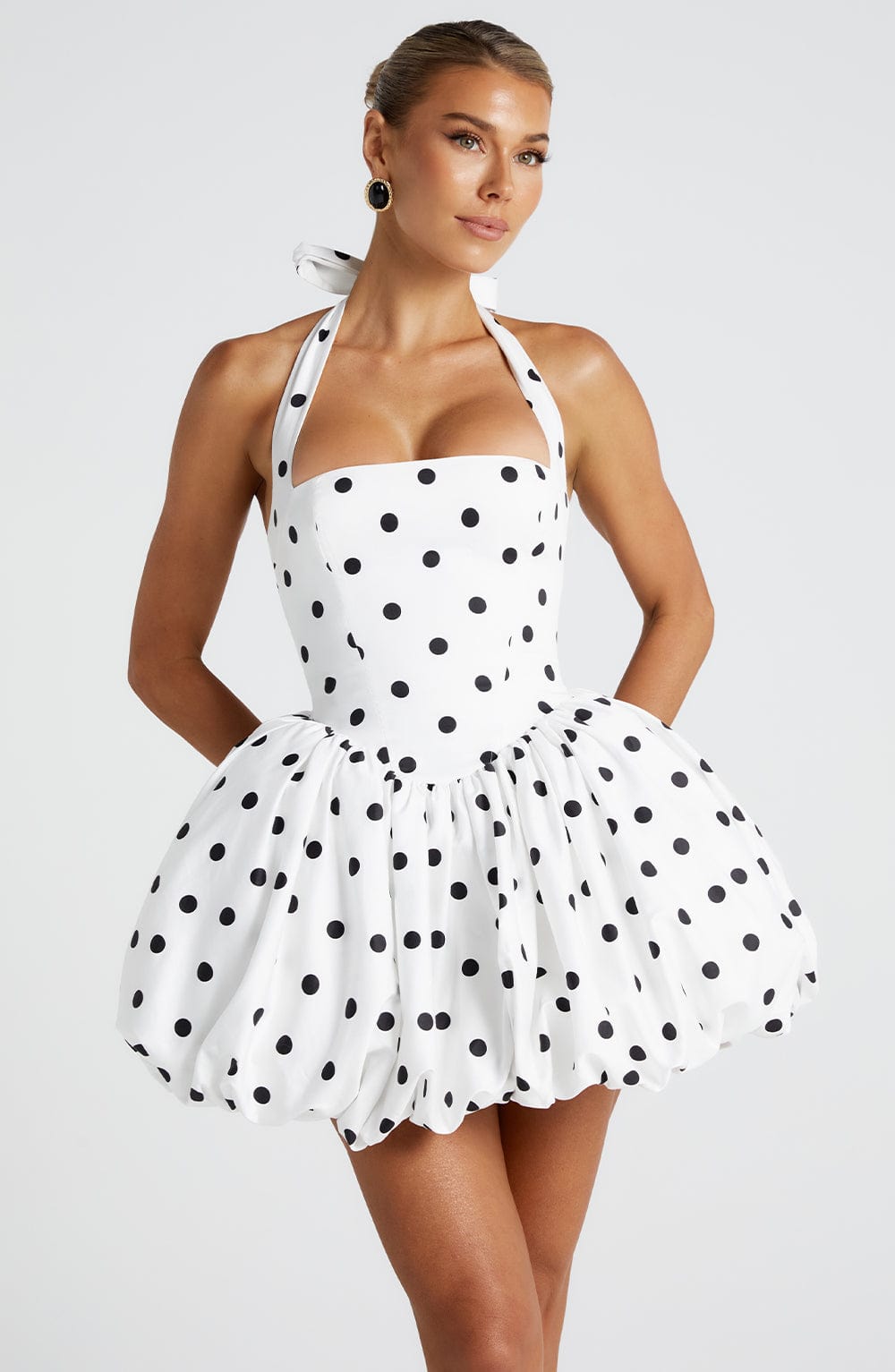 Maricia Mini Dress - Black Polka Dot Print | Babyboo Fashion