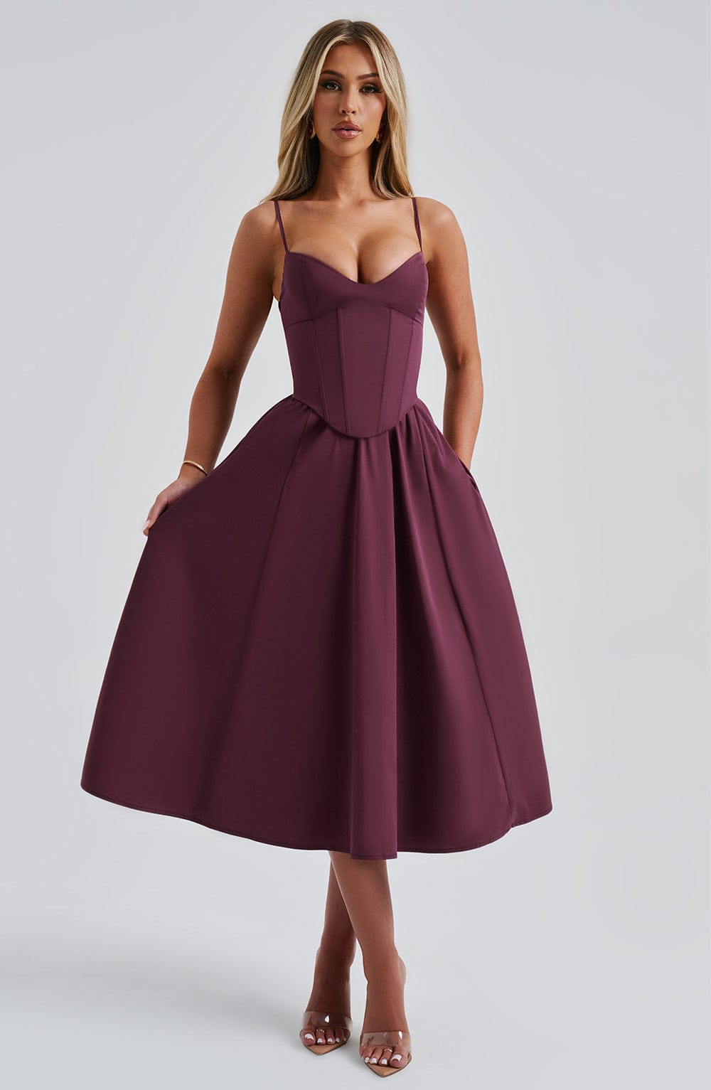 Mariella Midi Dress - Cherry Lacquer – BABYBOO