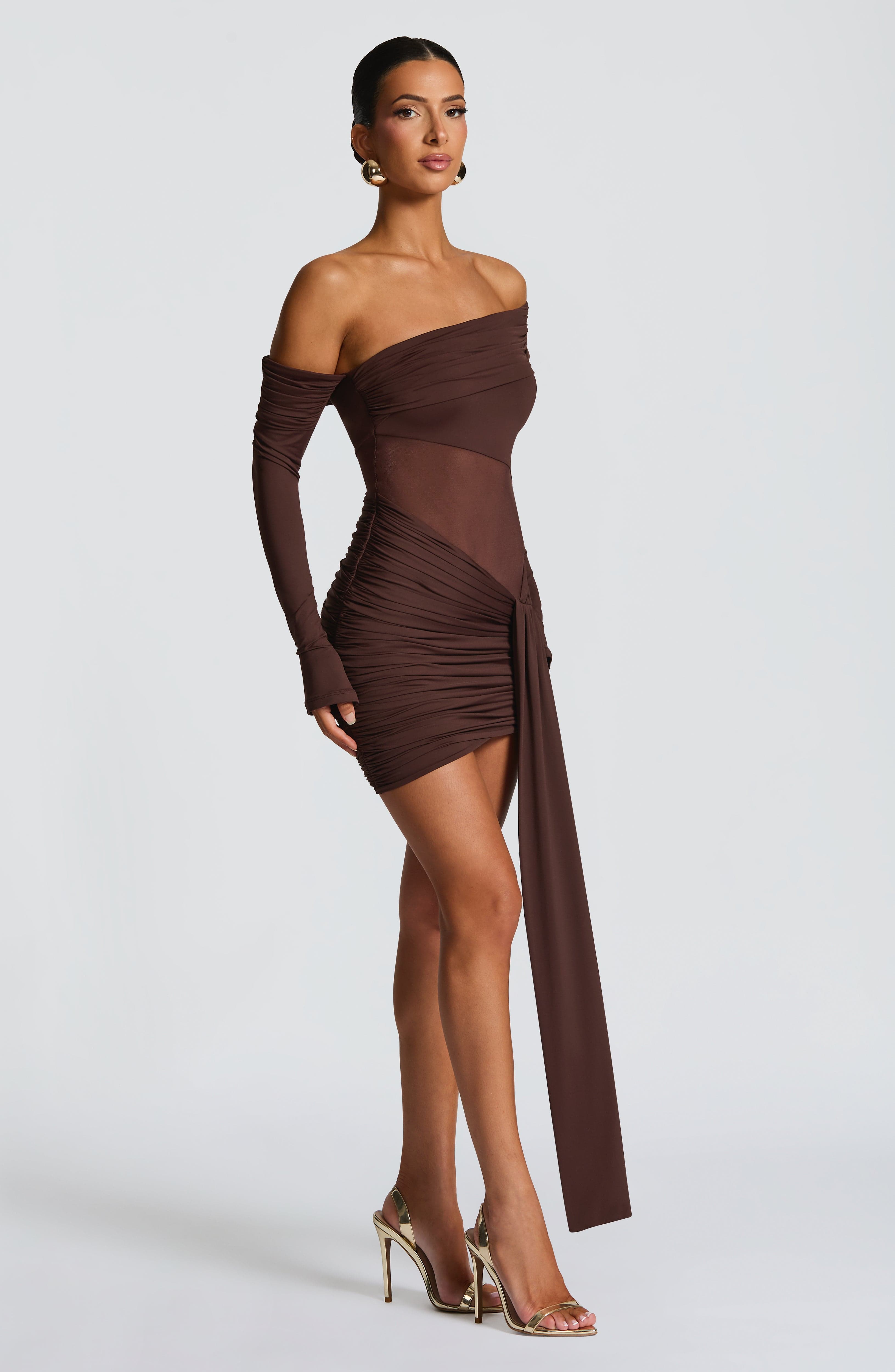 Mavra Mini Dress - Plum Brown for Stylish Occasions | Babyboo Fashion