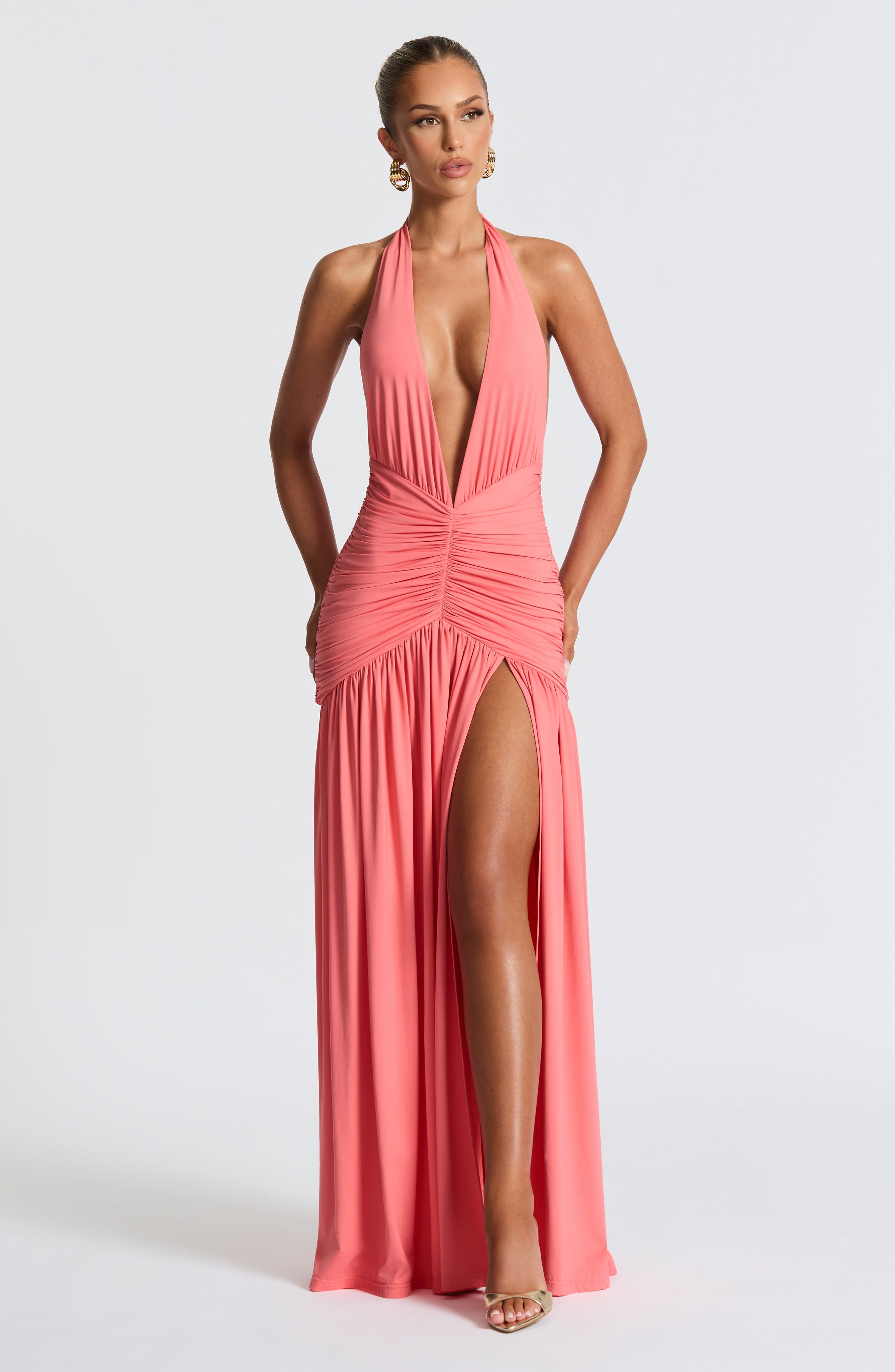 Melania Maxi Dress Coral Pink Pink Maxi Dress By Babyboo Fashion Melania Maxi Dress Coral Pink Pink Maxi Dress By Babyboo Fashion