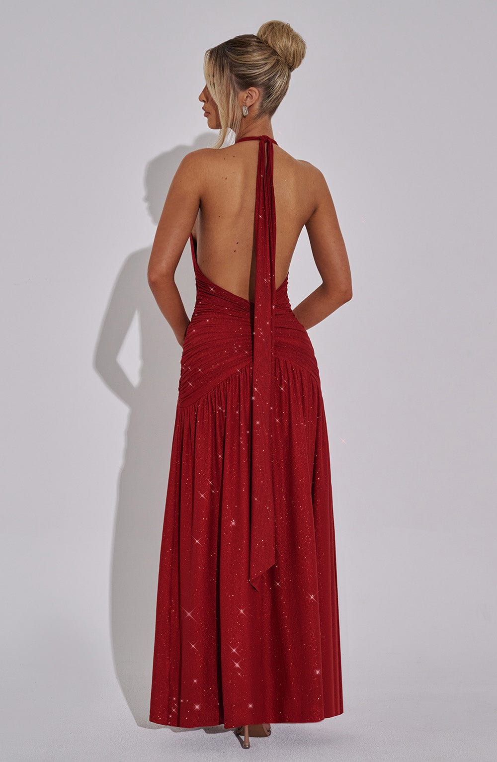 Melania Maxi Dress - Red Sparkle – Babyboo Fashion