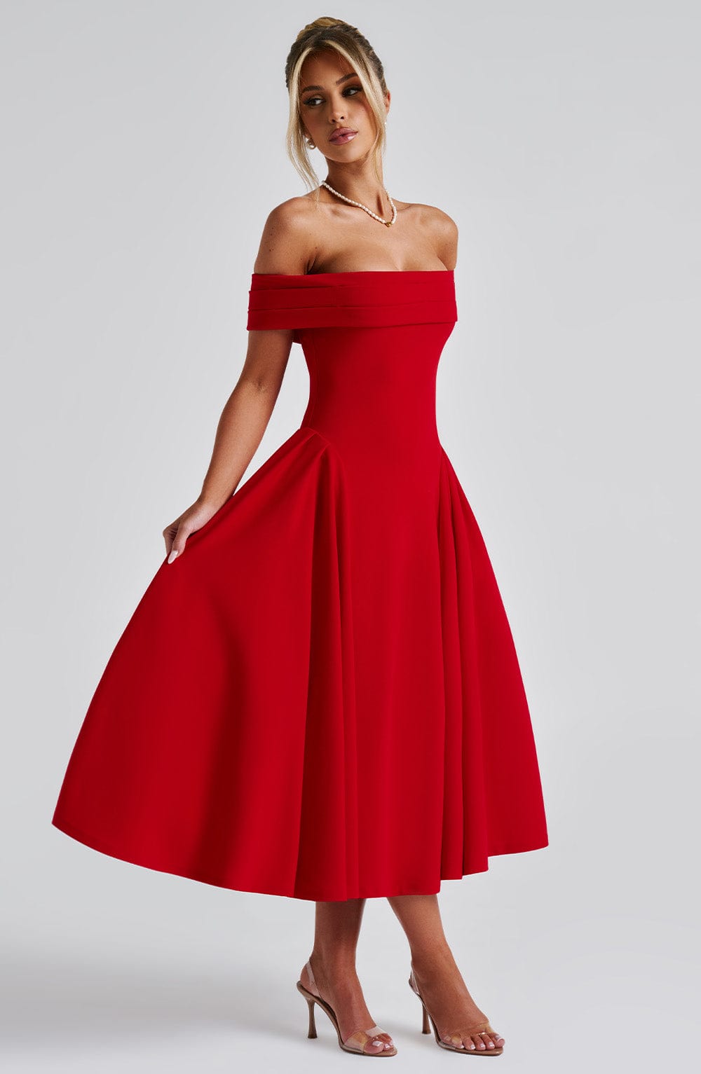 Miranda Midi Dress - Red – Babyboo Fashion