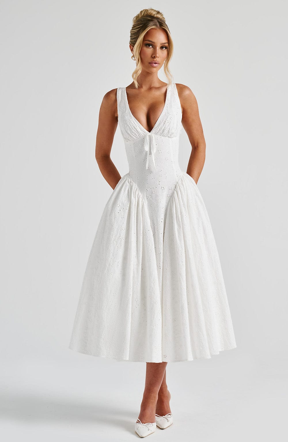Monroe Midi Dress - Ivory | Romantic Midi Dress | Babyboo Fashion
