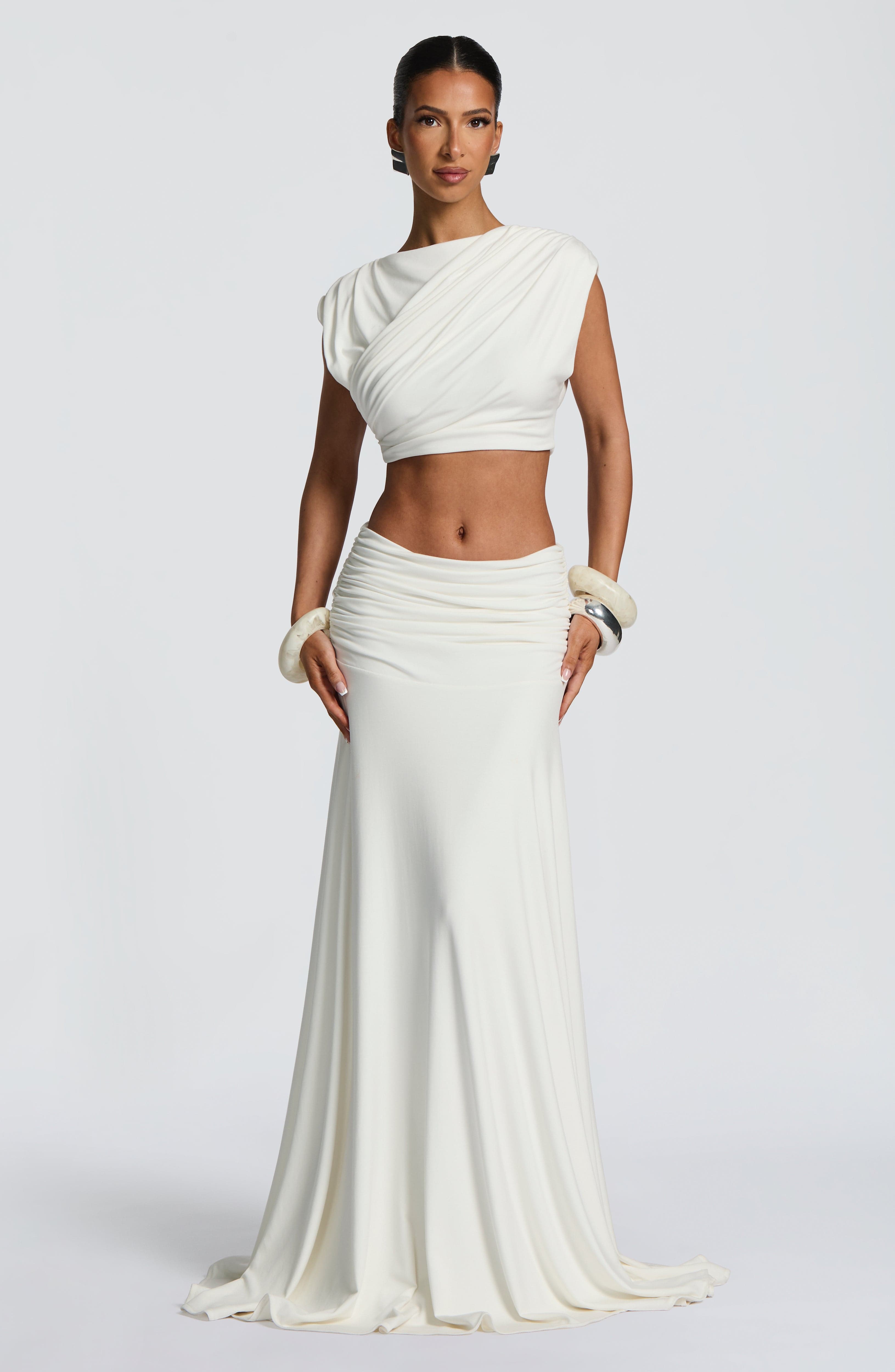 White Maxi Skirt - Paige Maxi Skirt in Ivory | Babyboo Fashion
