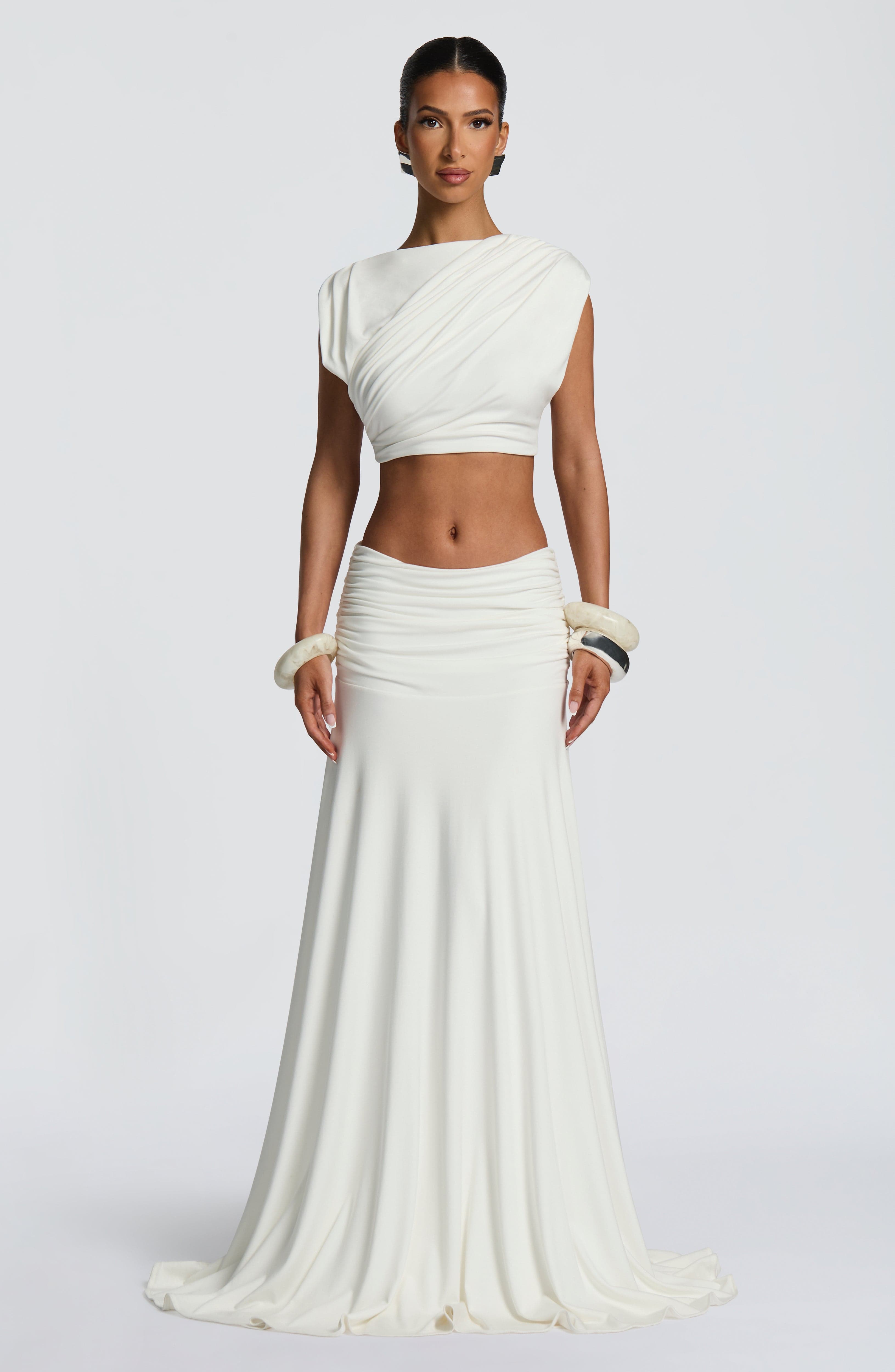 White Maxi Skirt - Paige Maxi Skirt in Ivory | Babyboo Fashion