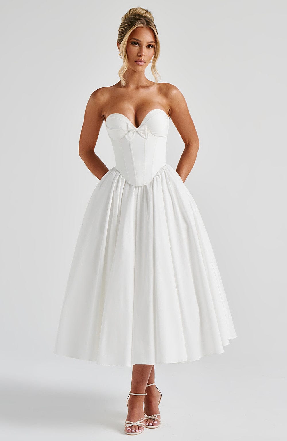 Prim Midi Dress - Ivory | Elegant Midi Dress | Babyboo Fashion