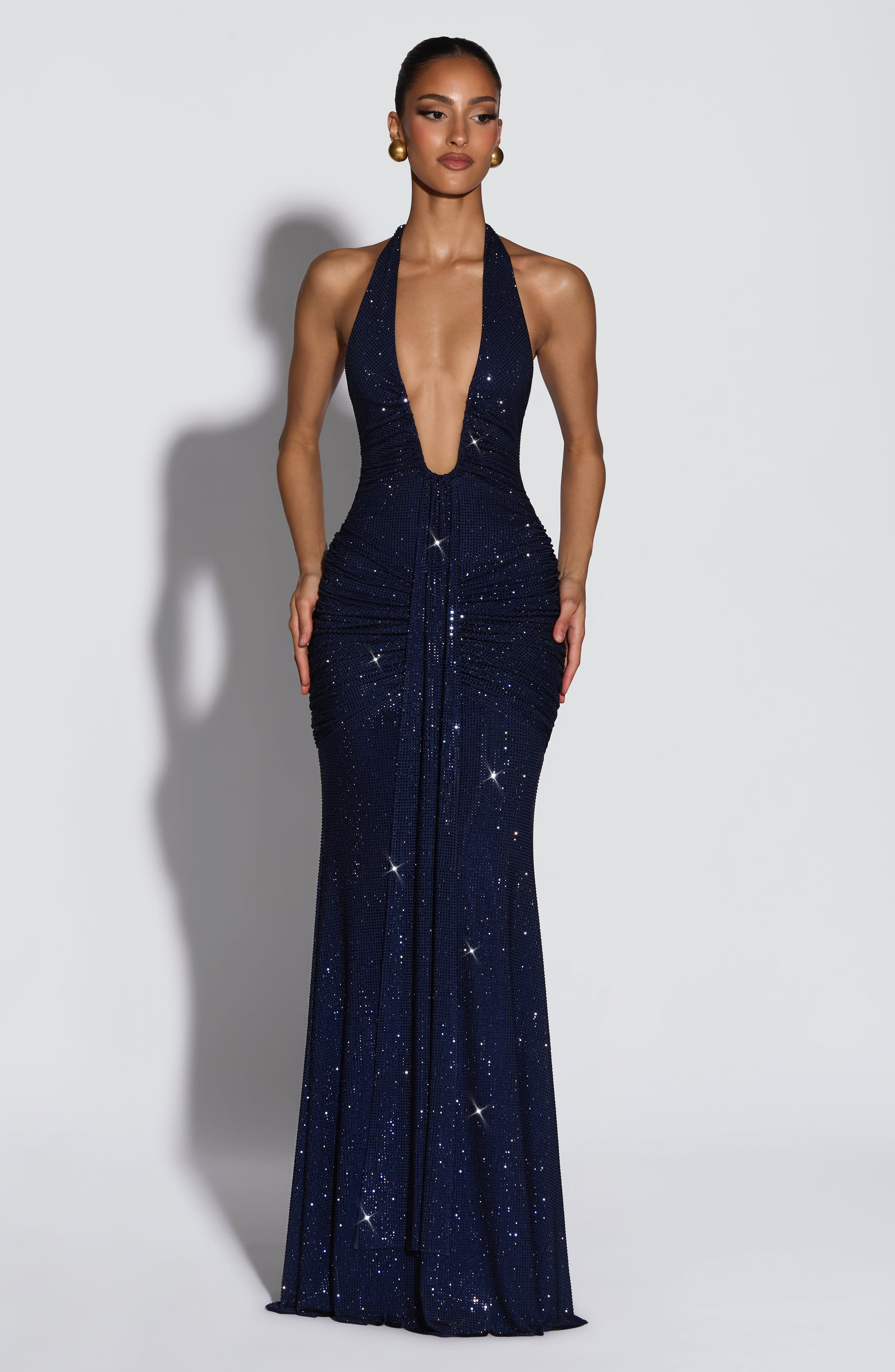Shop the Rosetta Maxi Dress - Navy Sparkle | Babyboo Fashion