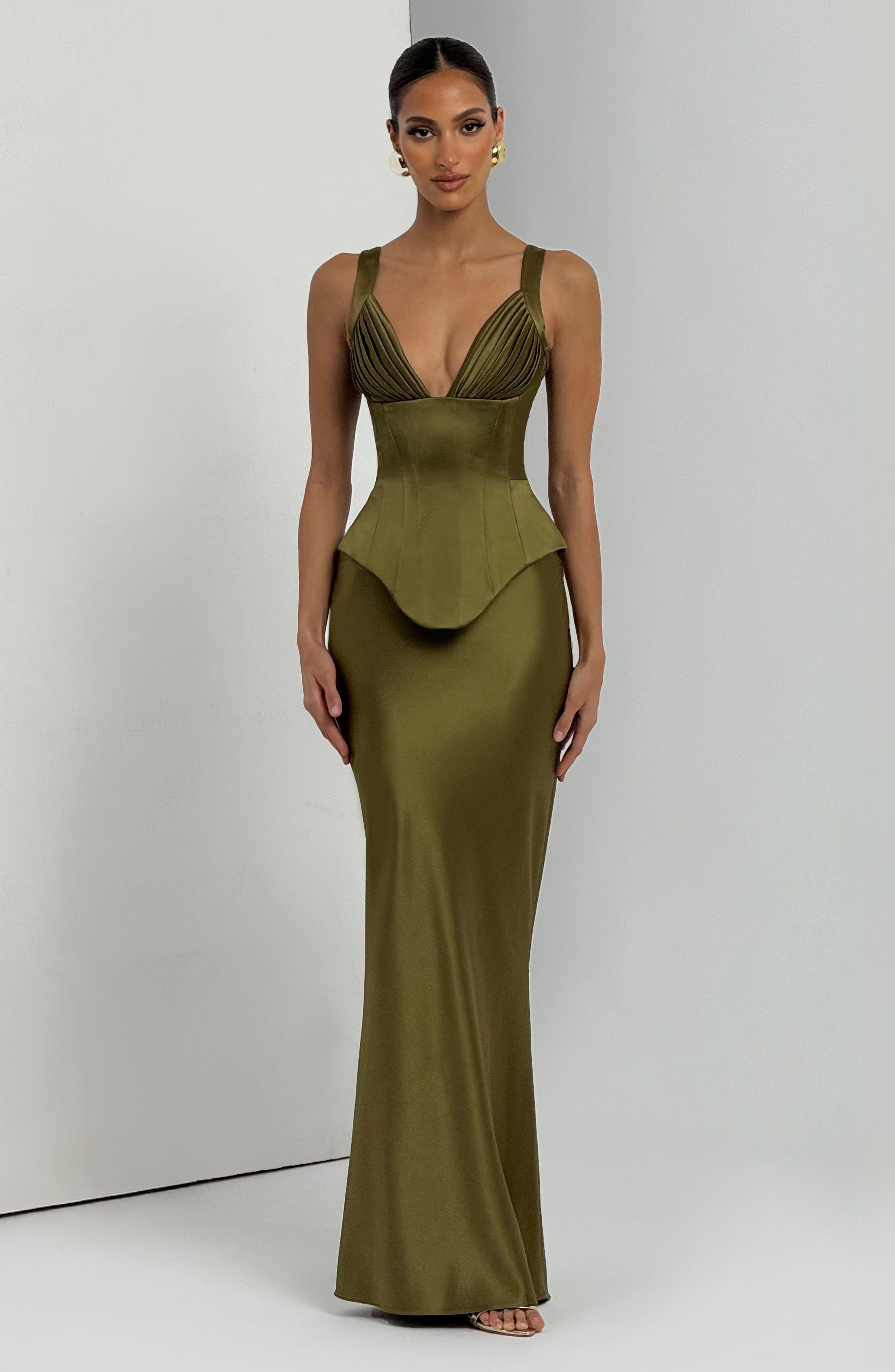Green Corset Rowan Corset In Deep Olive Babyboo Fashion
