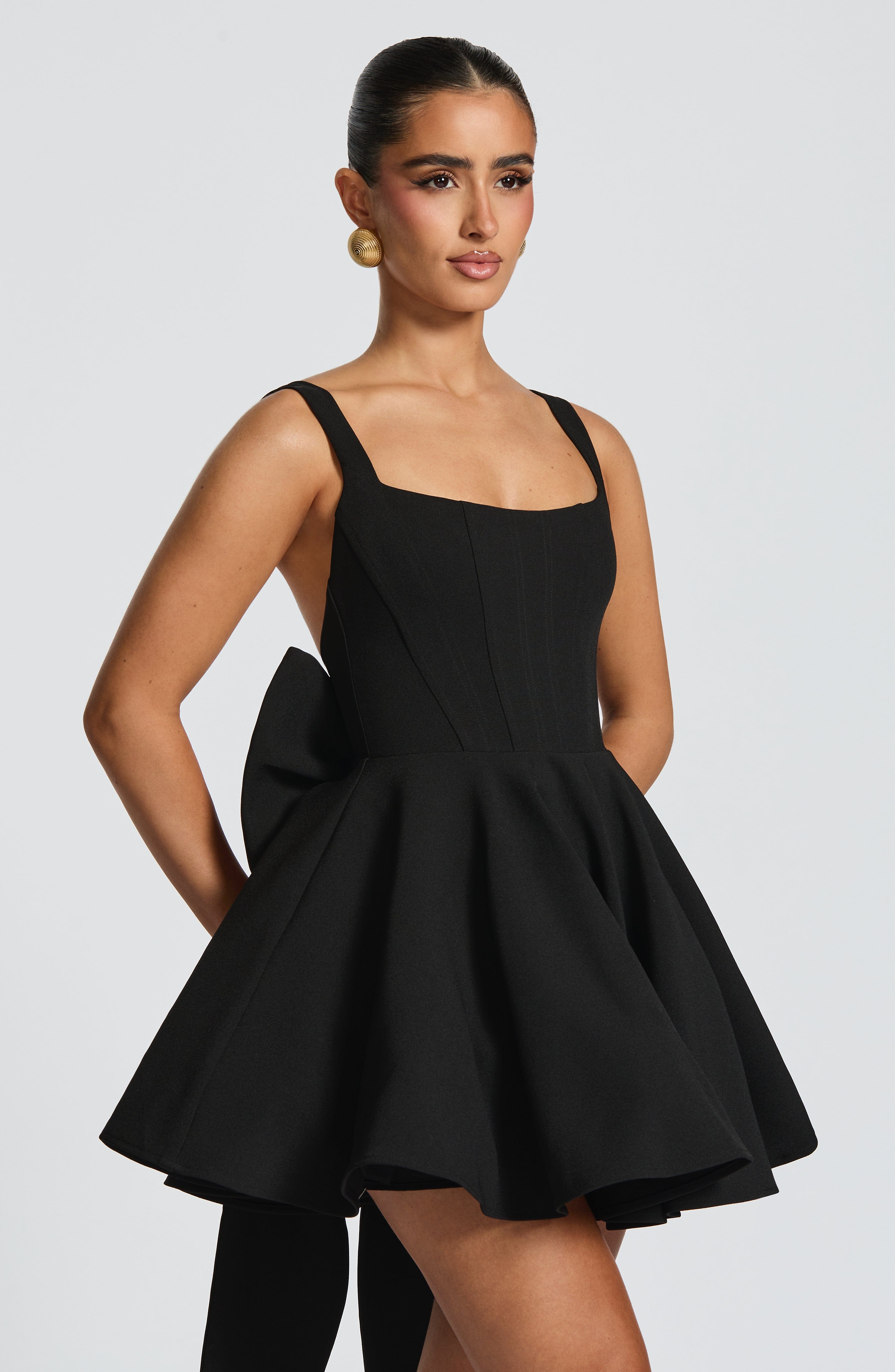 Rue Mini Dress - Elegant Black Mini Dress at Babyboo Fashion