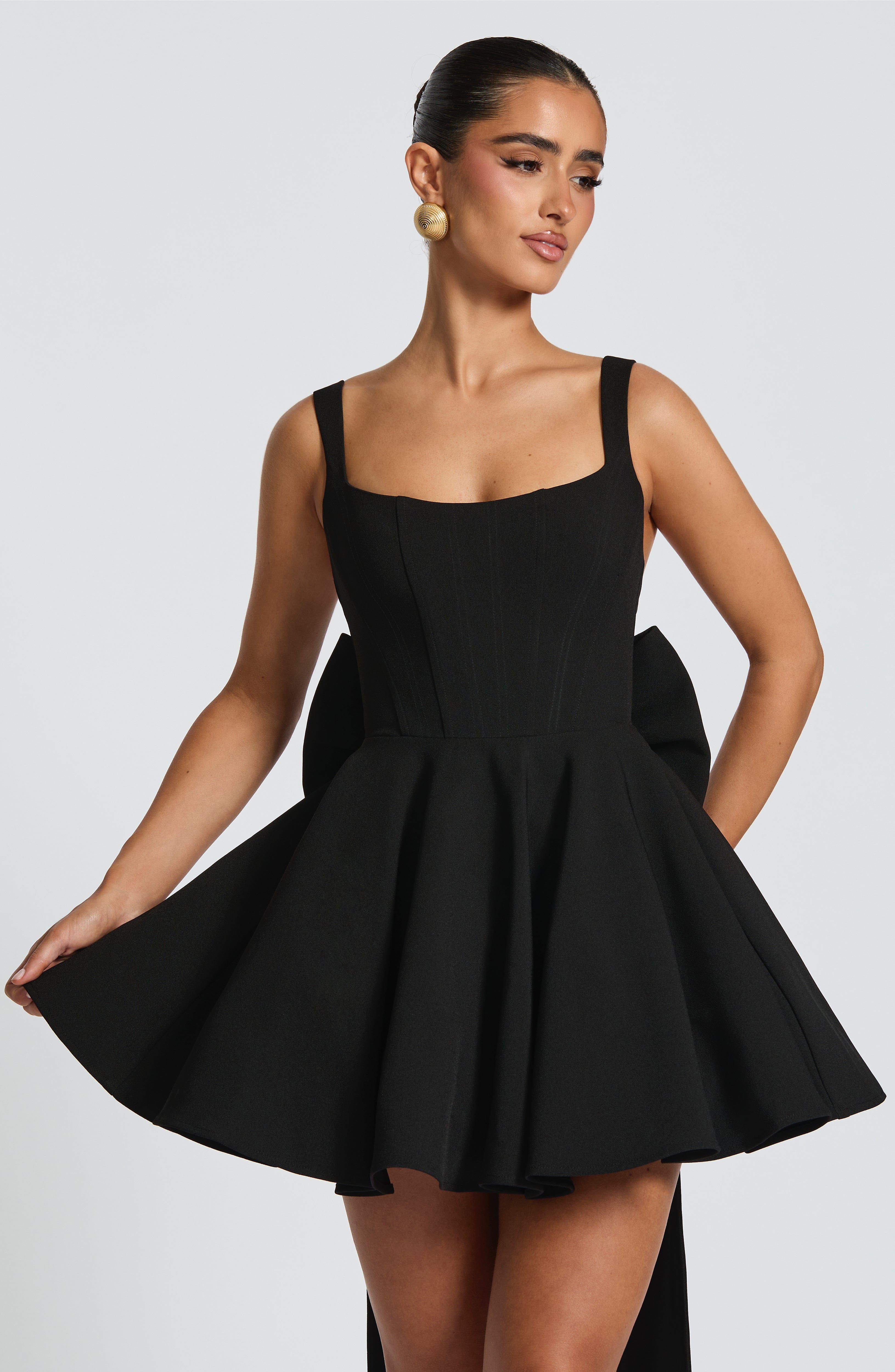 Rue Mini Dress - Elegant Black Mini Dress at Babyboo Fashion