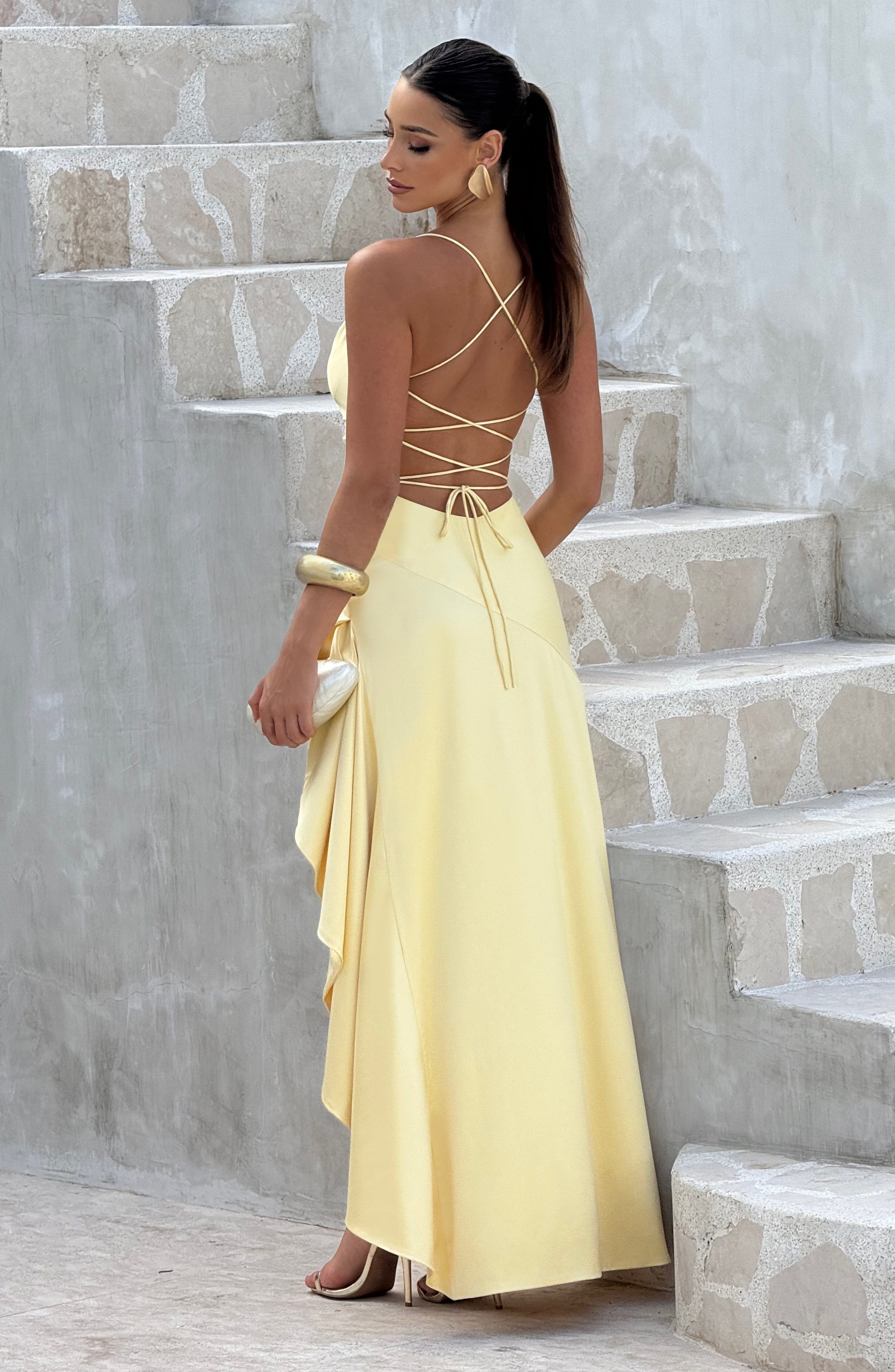 Samira Maxi Dress - Lemon: Perfect Yellow Maxi Dress | Babyboo Fashion