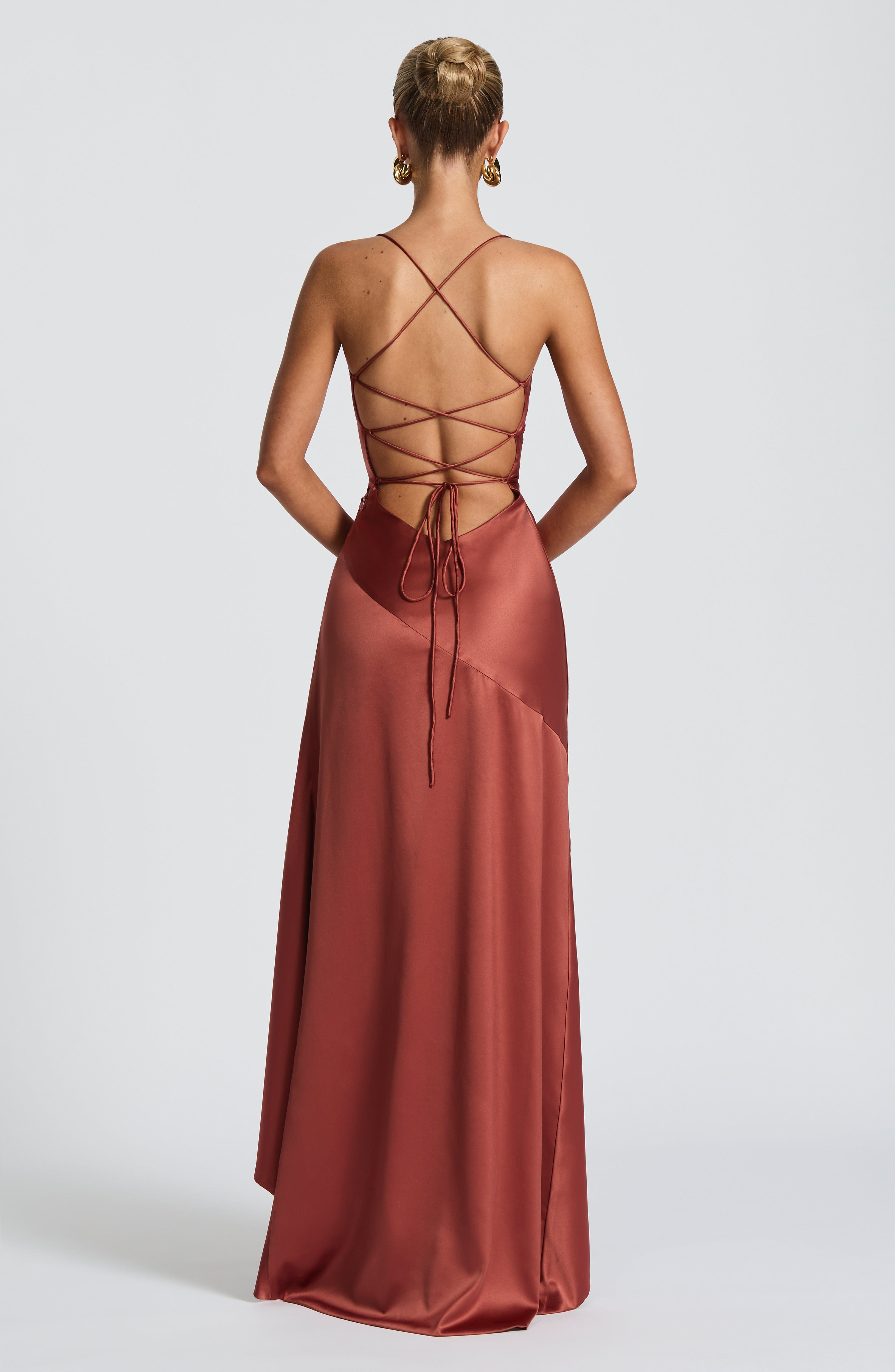 Elegant Samira Maxi Dress - Rust | Babyboo Fashion Collection