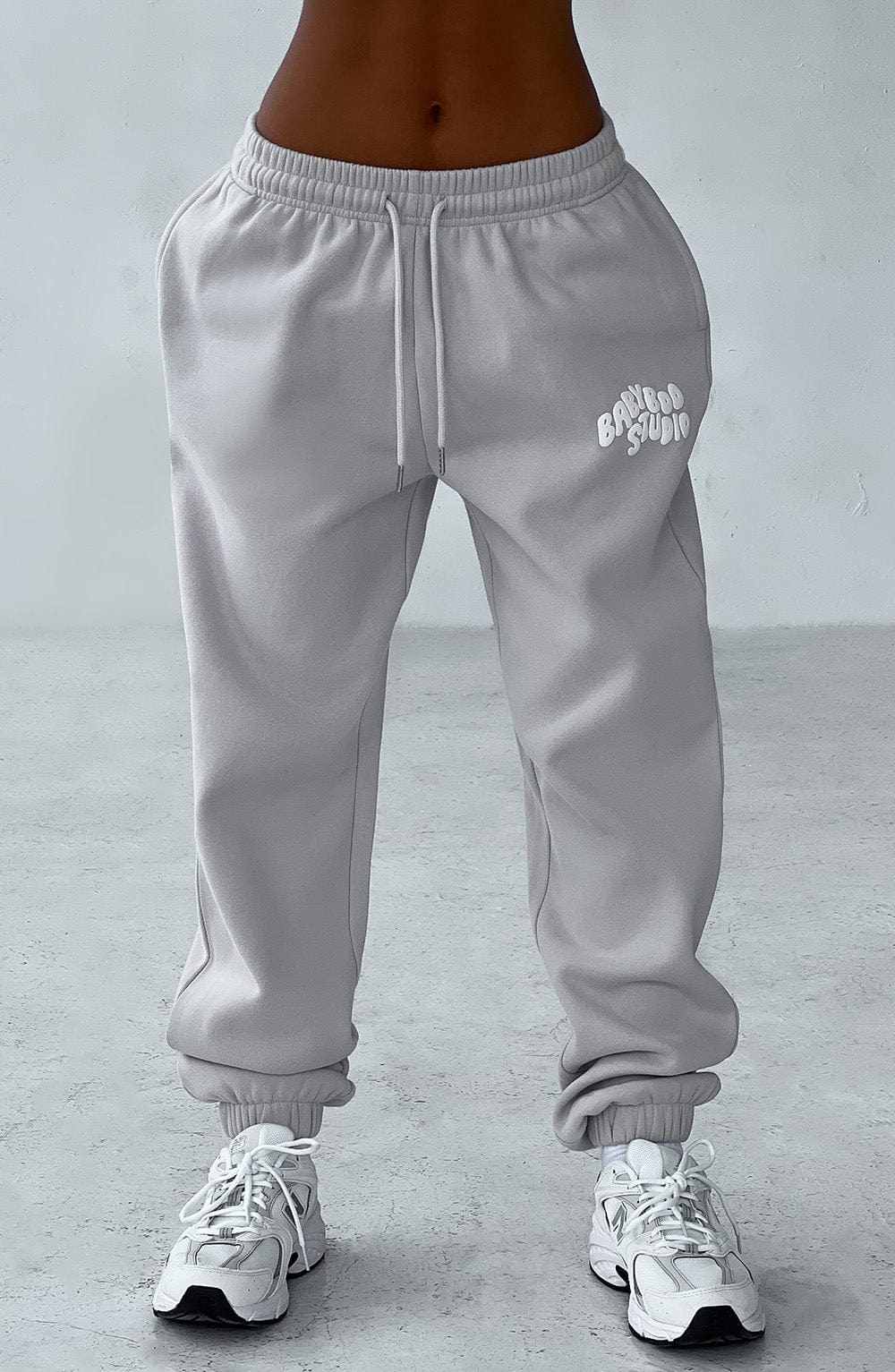 Studio Sweatpants - Light Grey/White – Babyboo Fashion