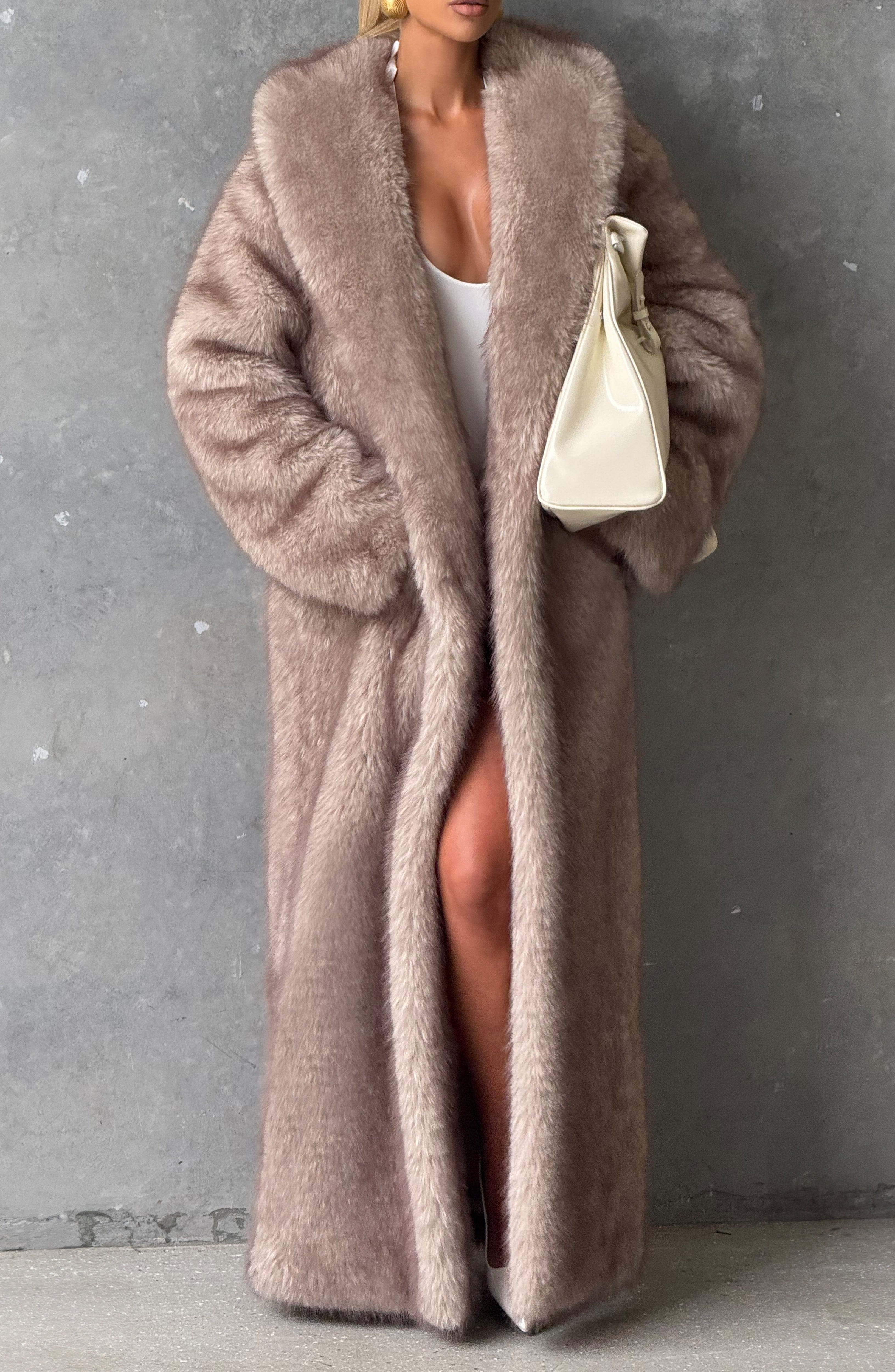 Beige Fur Coat - Willow Coat by Babyboo Fashion